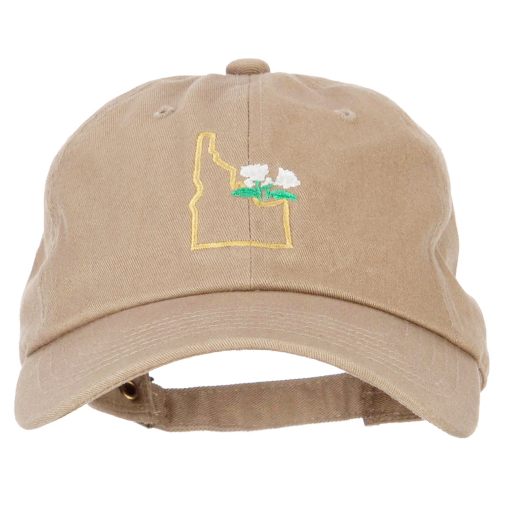 Idaho Syringa with Map Embroidered Unstructured Washed Cap - Khaki OSFM ...