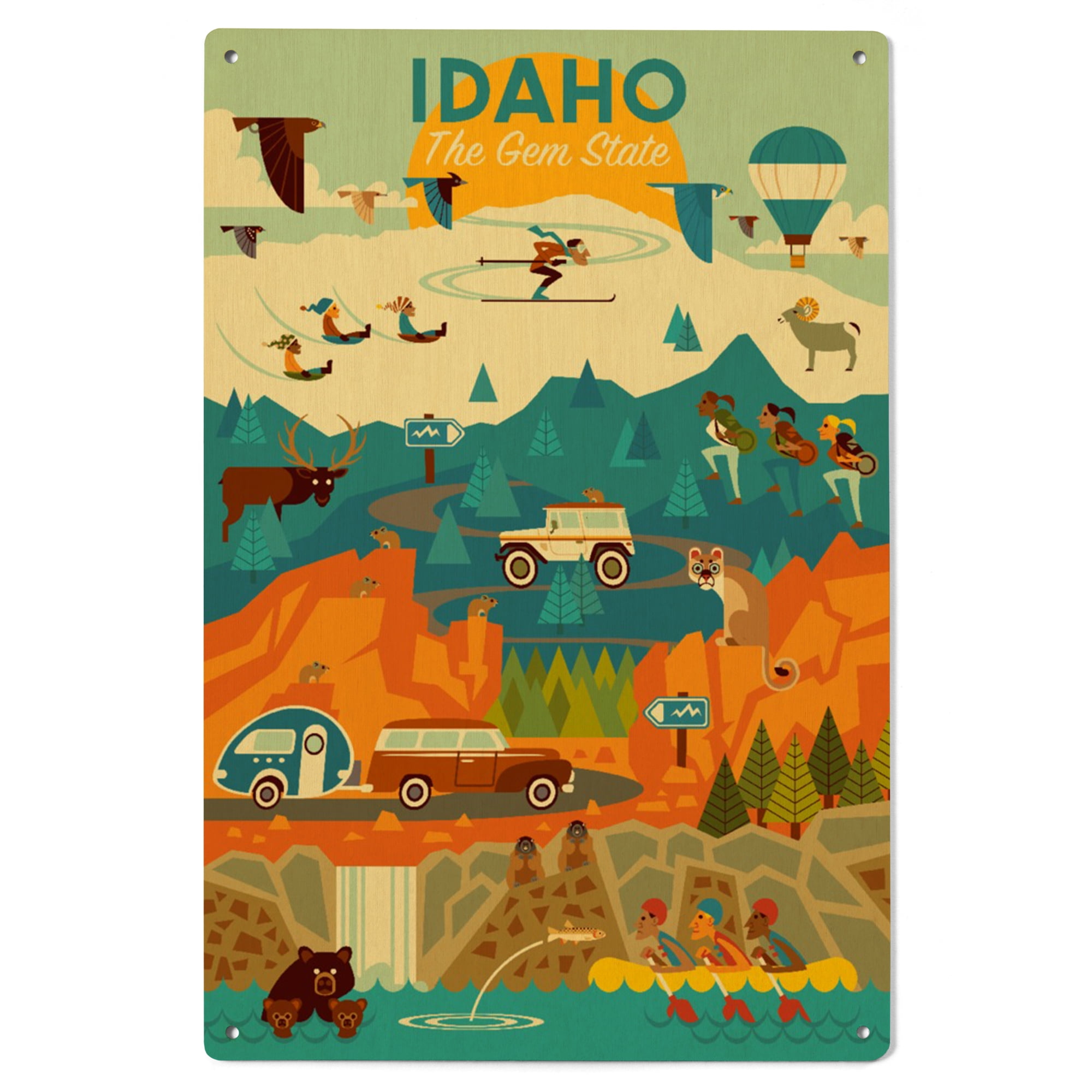 Idaho, The Gem State, Geometric Birch Wood Wall Sign (6x9 Rustic Home ...