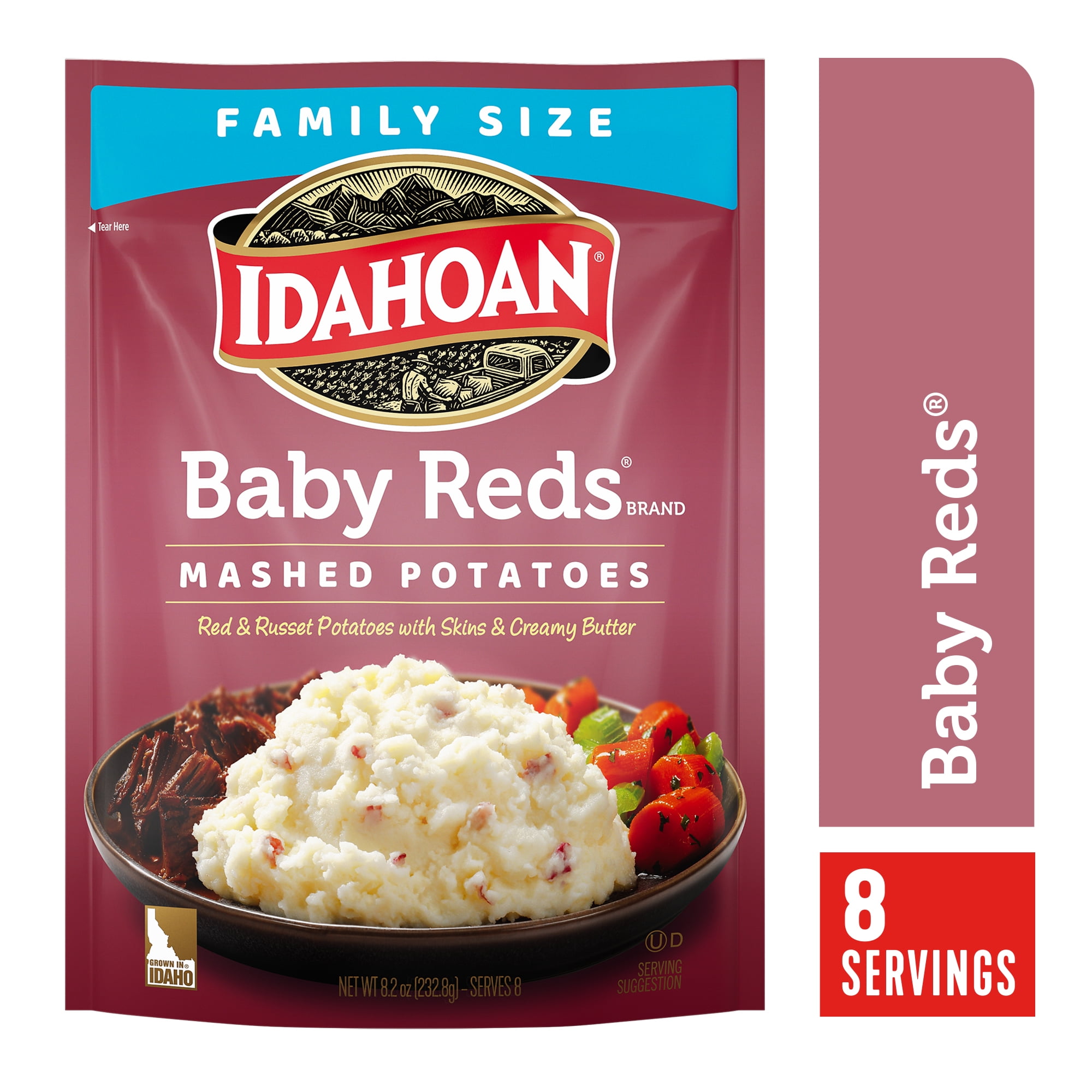 Idahoan Instant Baby Reds Mashed Potatoes, Family Size 8 oz Pouch ...