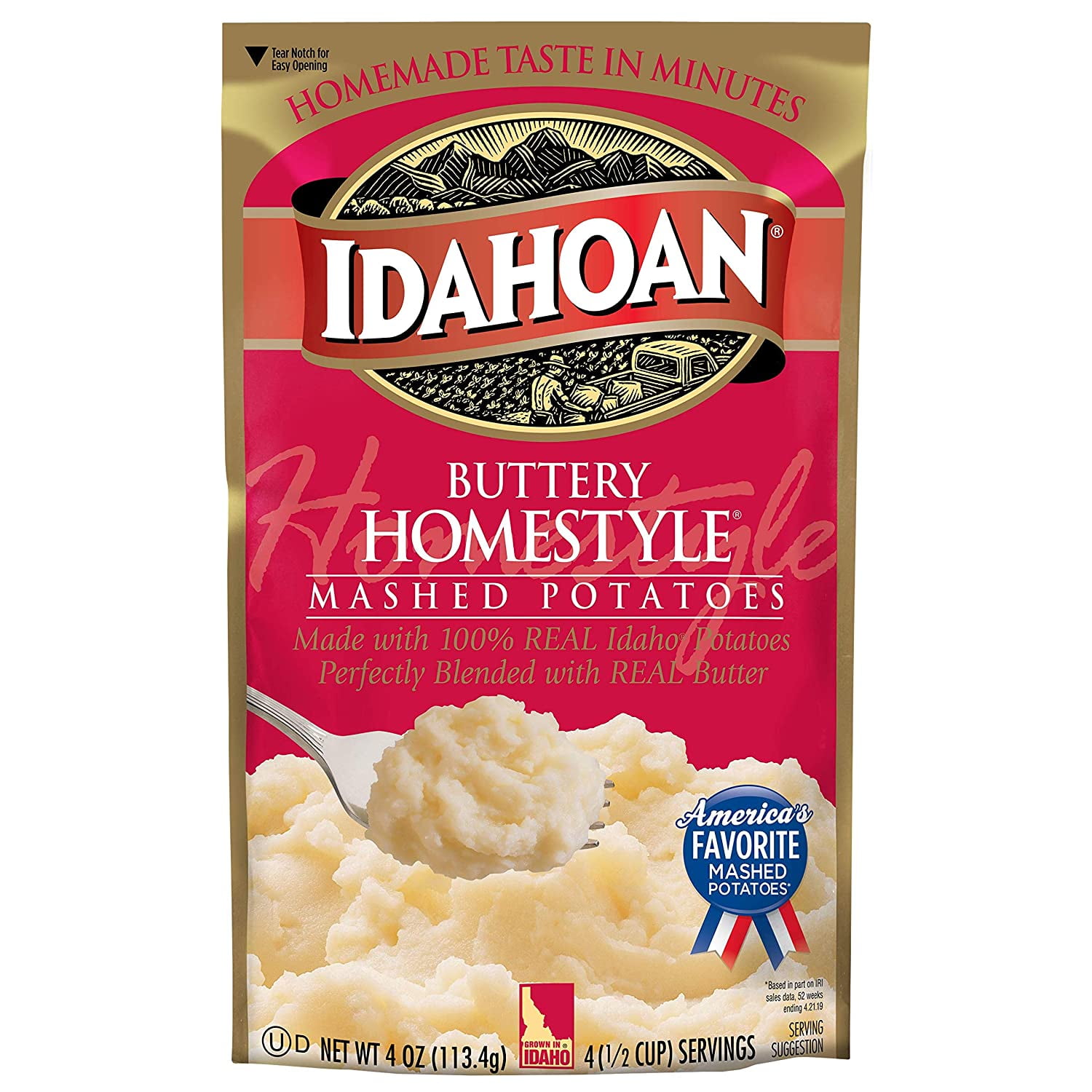 Idahoan Buttery Homestyle Mashed Potatoes, 4 Ounce (Pack of 12 ...