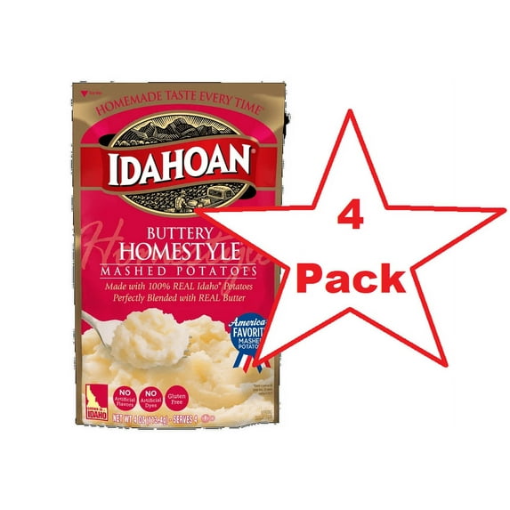 Idahoan Buttery Homestyle® Mashed Potatoes, 4 oz Pouch, Pack of 4 ...