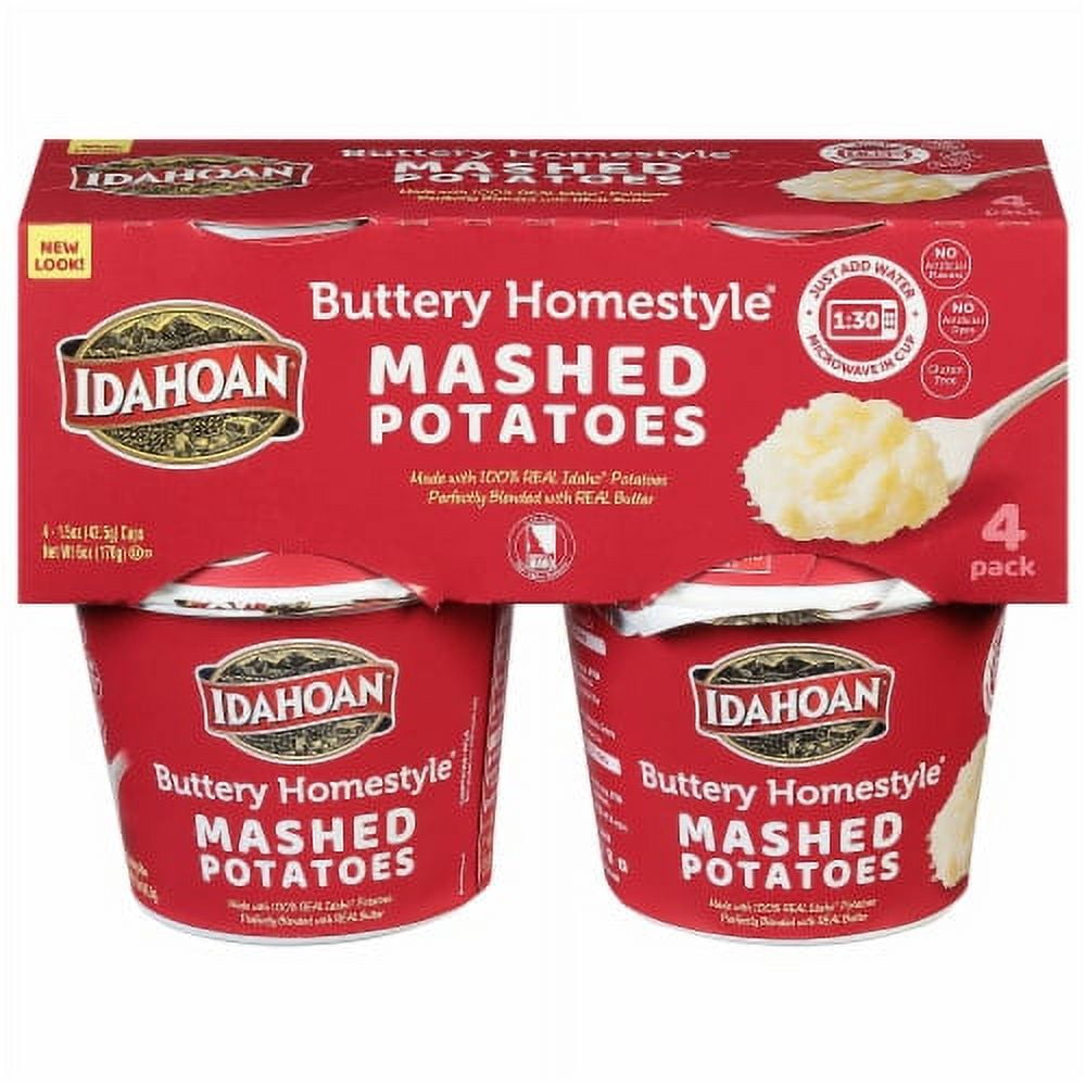 Idahoan Buttery Homestyle Mashed Potatoes Cups - 4 ct Packaging may ...