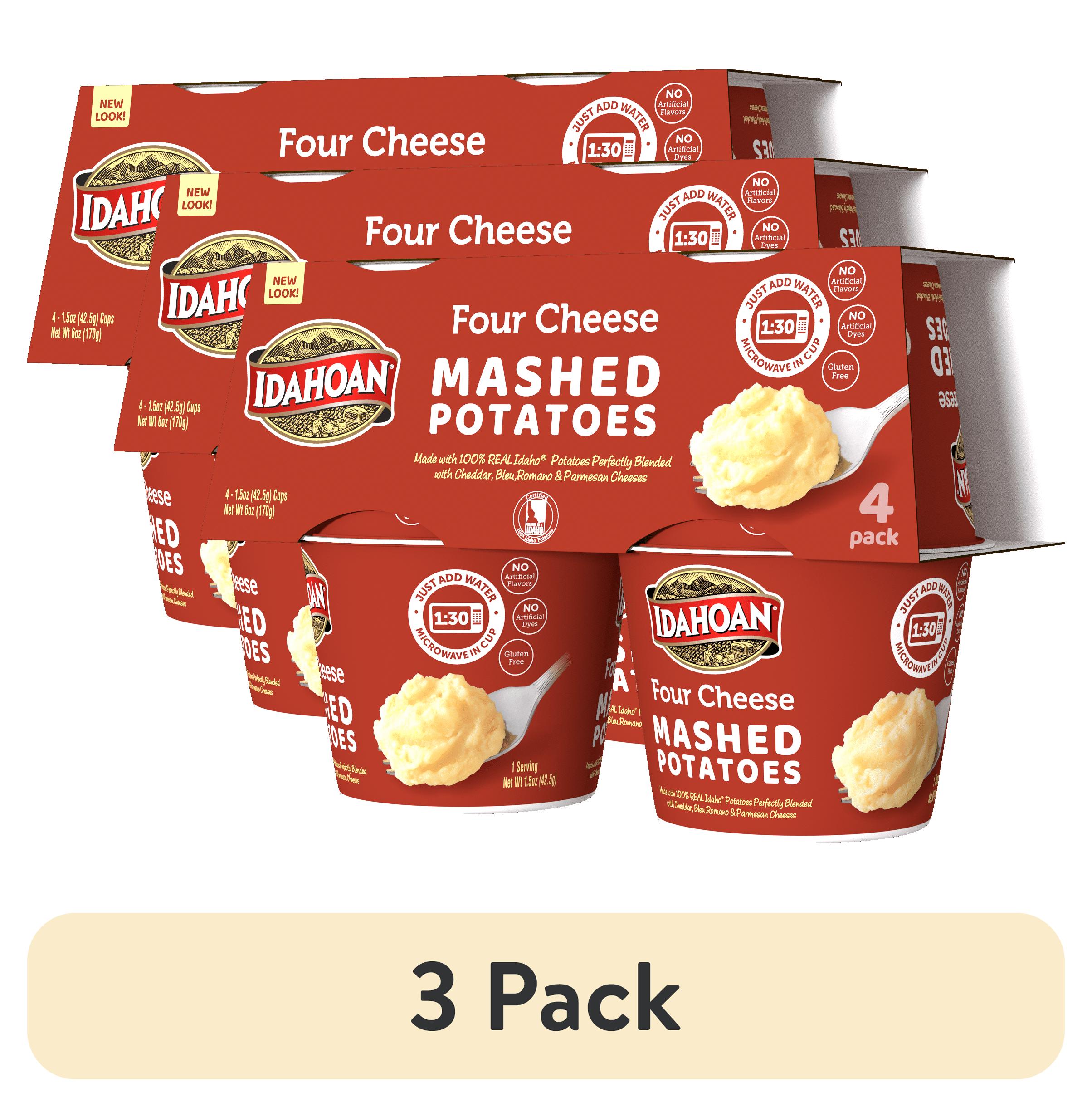 (3 pack) Idahoan® Four Cheese Mashed Potatoes Cup 4-pack , 6 oz ...