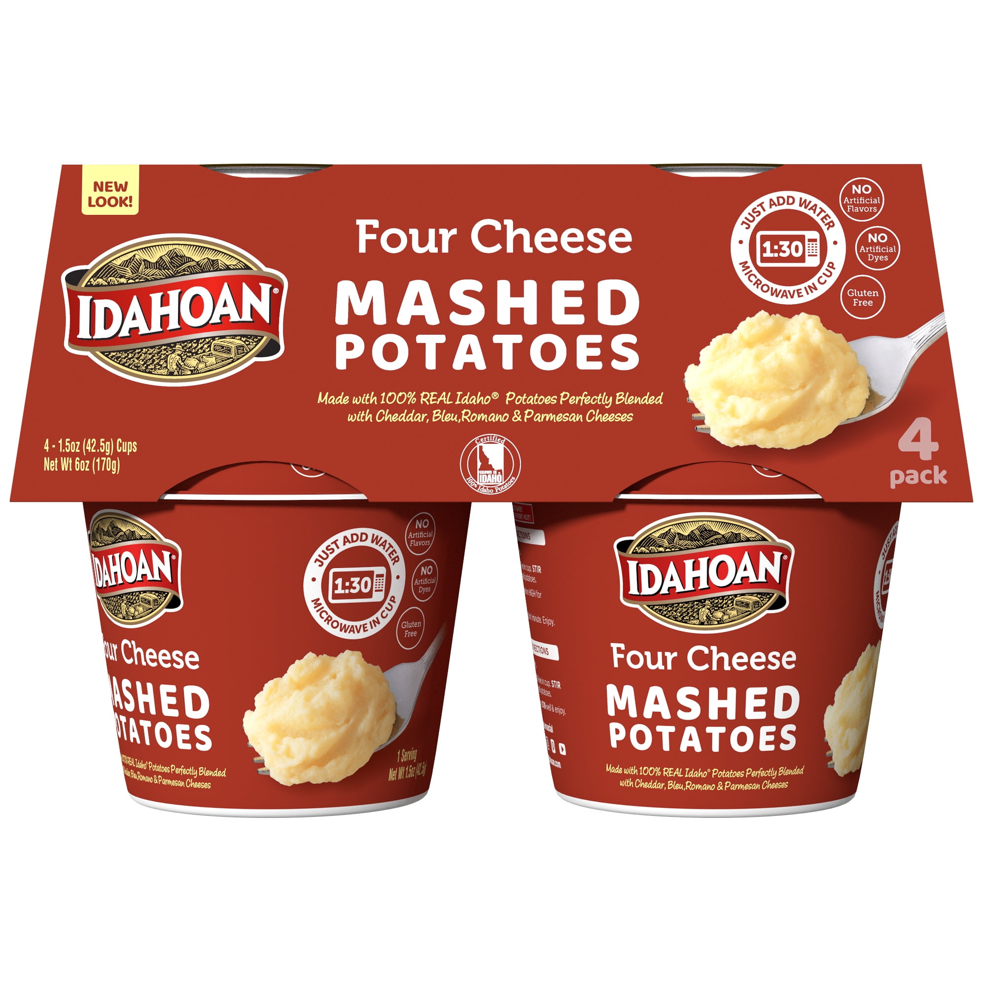 Idahoan Instant Four Cheese Mashed Potatoes 1 5 Oz Cups Pack Of 4