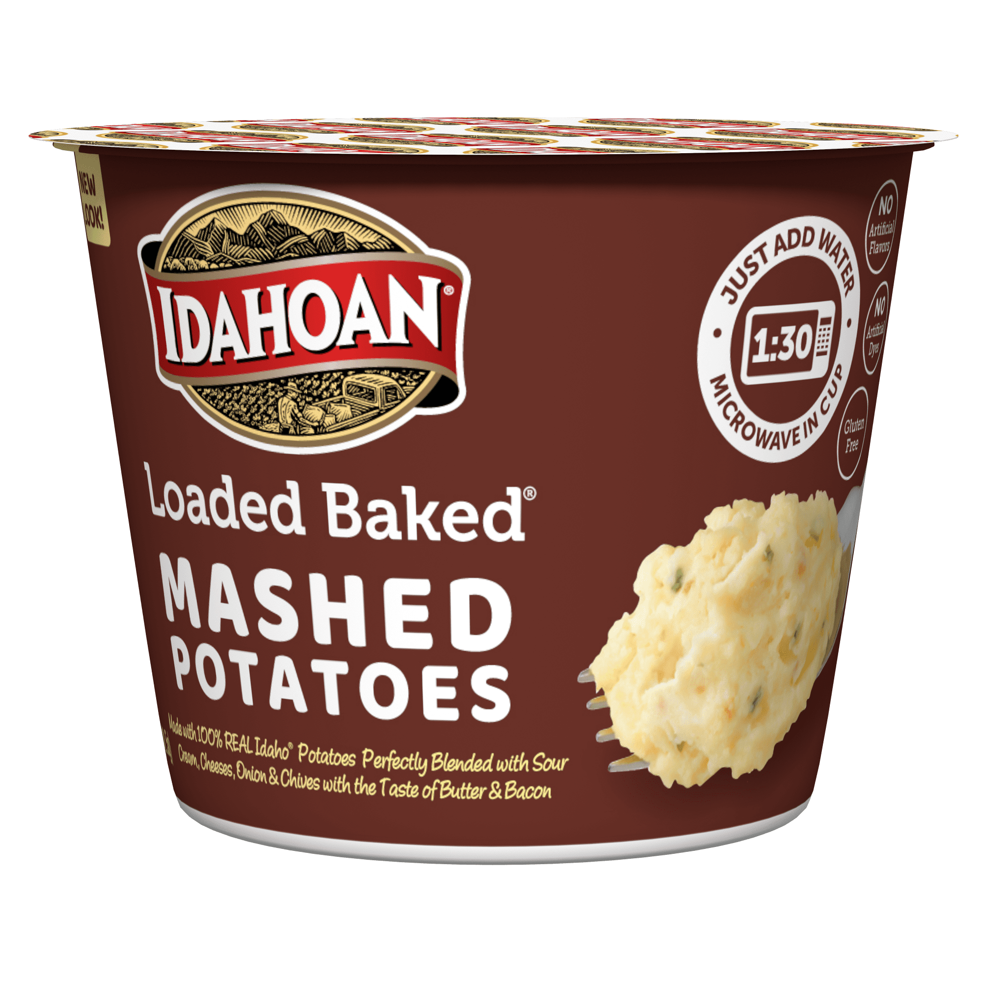Idahoan Instant Loaded Baked Single Serve Mashed Potatoes Cup, 1.5 oz ...