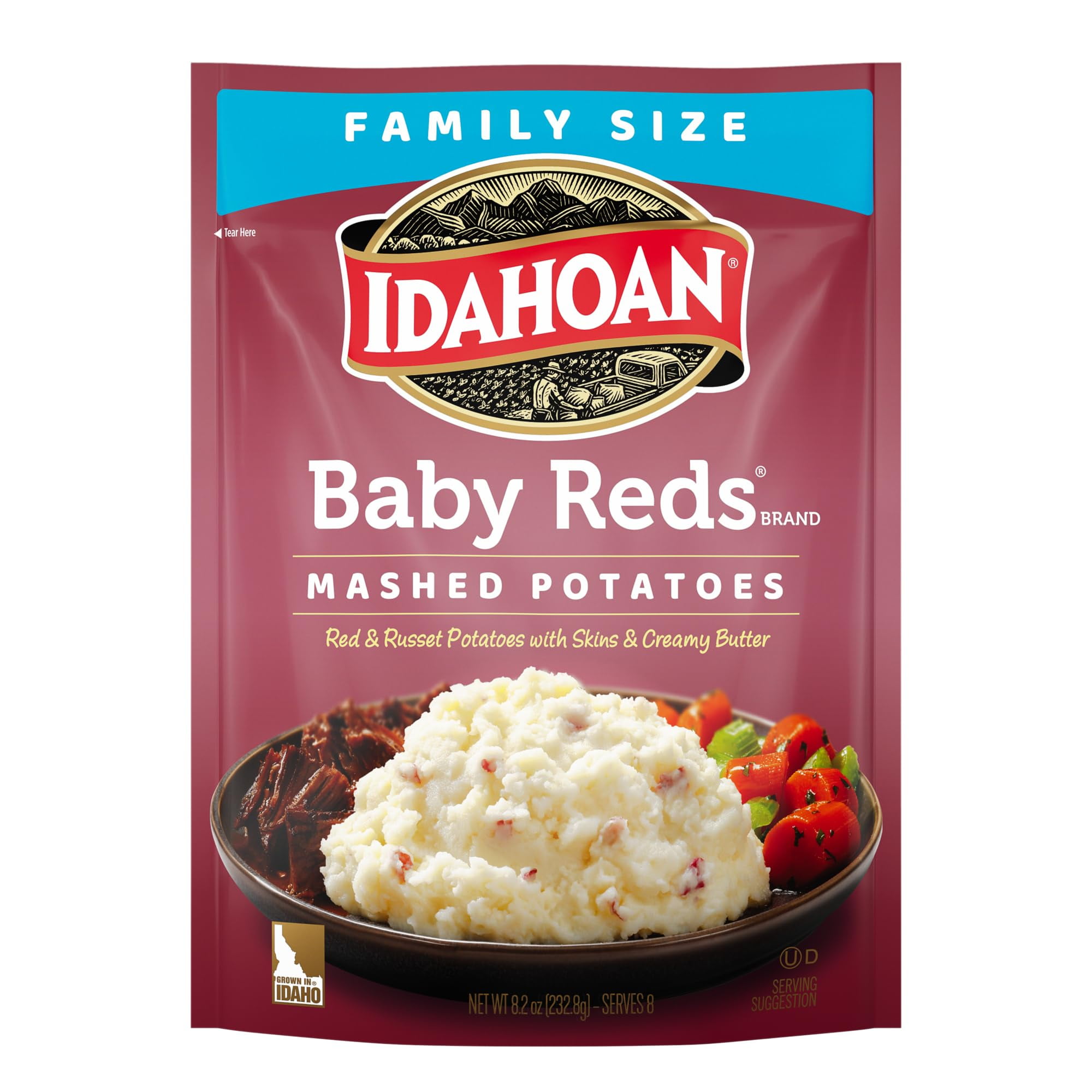 Idahoan Mashed Potatoes Baby Reds Family Size 8.2 oz. (Pack of 48 ...