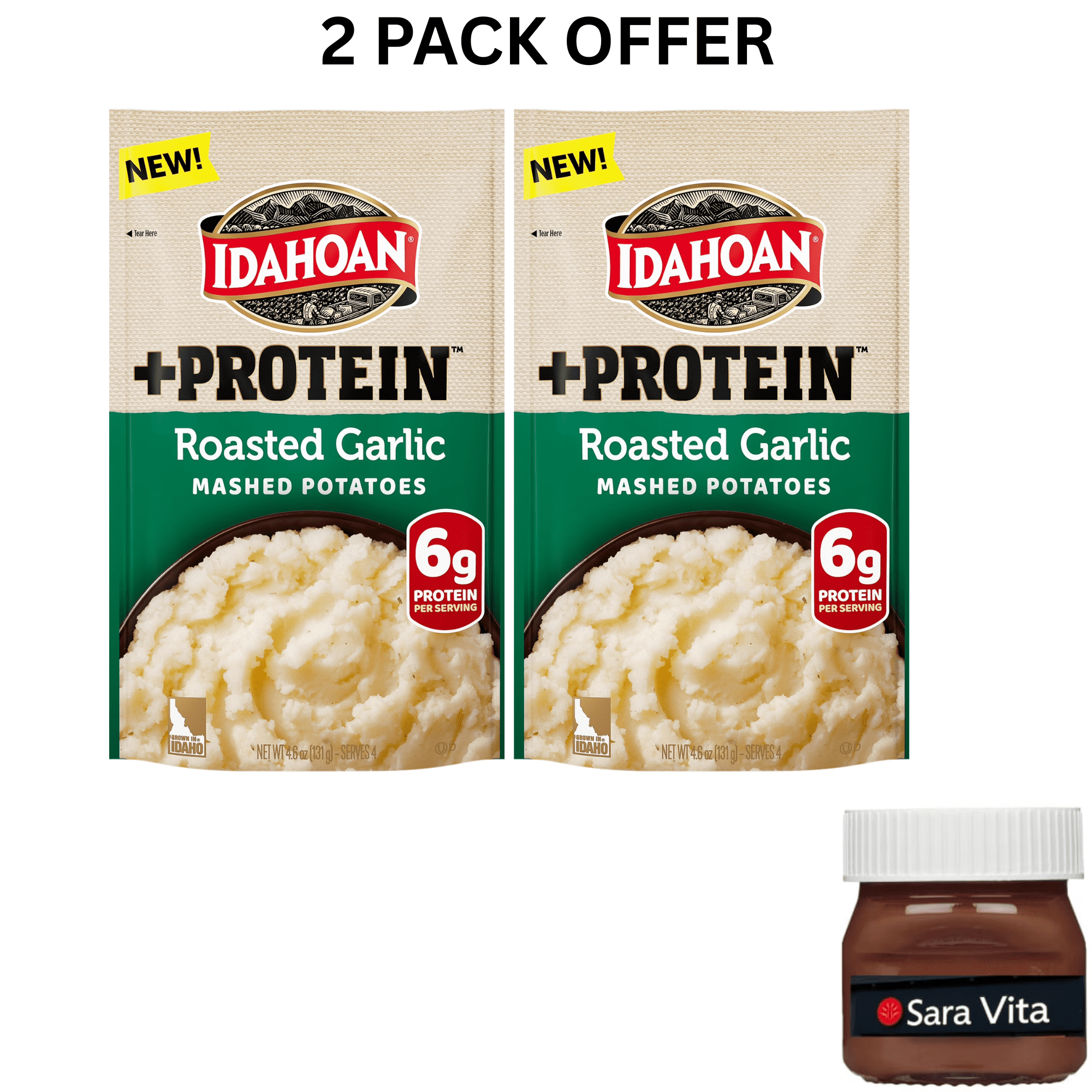 Idahoan Roasted Garlic +Protein Mashed Potatoes - Walmart.com