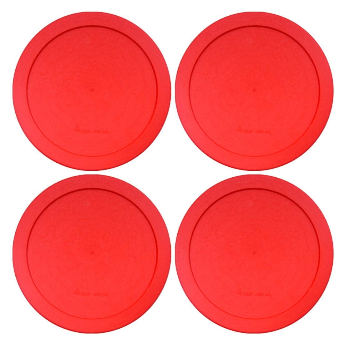 Wood Grip Lids for Pyrex and Anchor Round Glass Containers, 4-Cup, Red ...