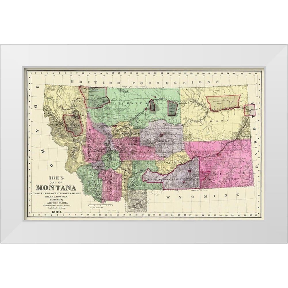 Ide 32x22 White Modern Wood Framed Museum Art Print Titled - Montana ...