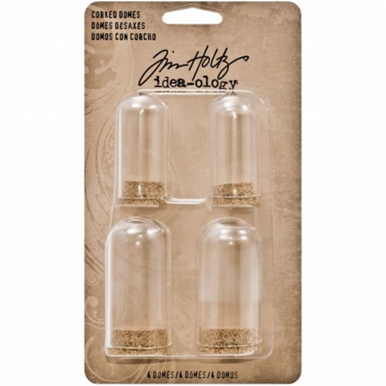 Idea-Ology Corked Glass Domes 4/Pkg-Clear .75"X1.75" & 1"X2.25 ...