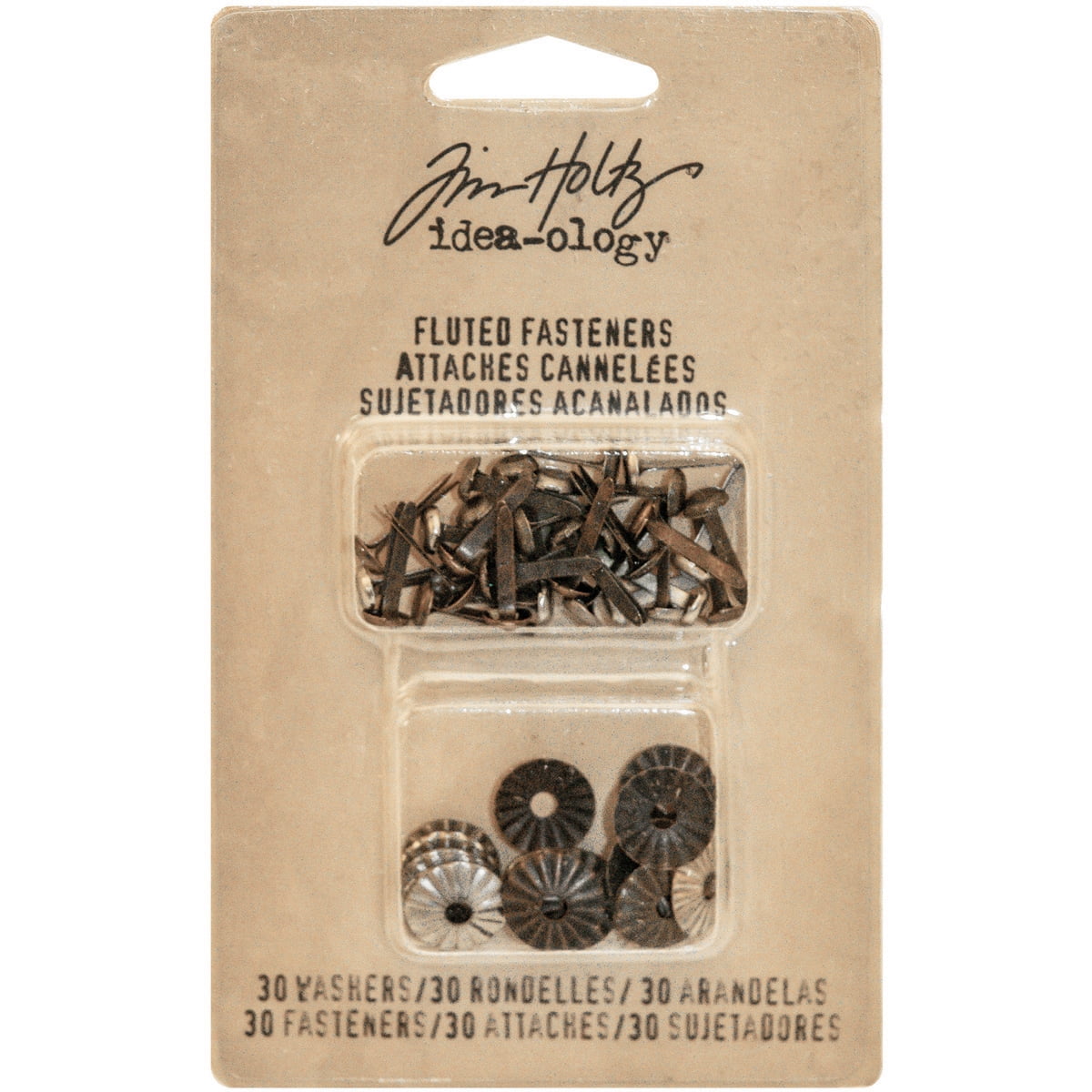 Idea-Ology Fluted Paper Fasteners W/Washers .5 30/Pk-Antique Nickel ...