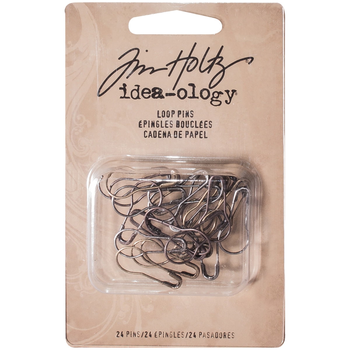 Idea-Ology Metal Loop Pins 1" 24/Pkg-Antique Nickel, Brass & Copper ...