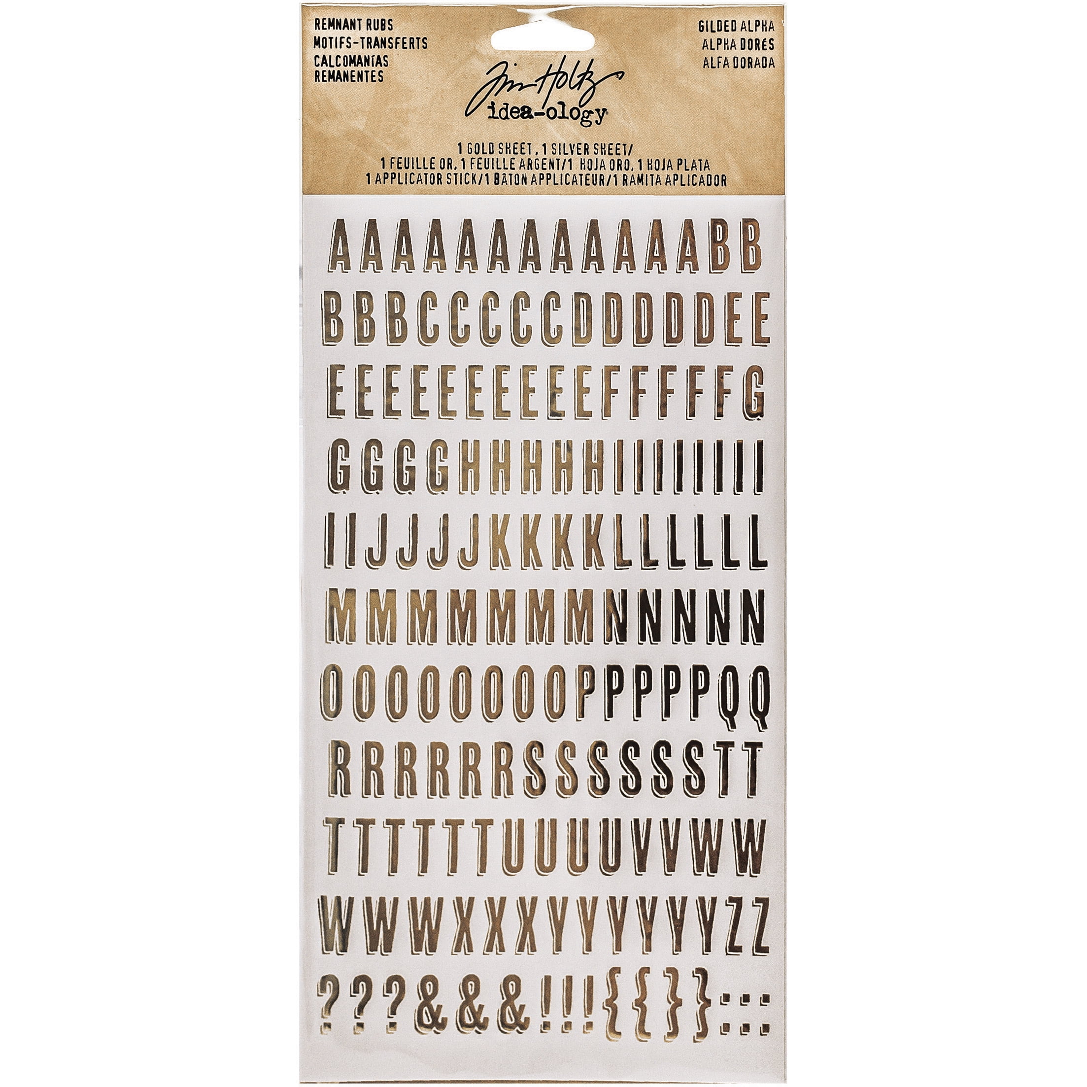Idea-Ology Remnant Rubs Foil Rub-Ons, 4.75" x 7.75", 2pk, Gilded Alphas ...