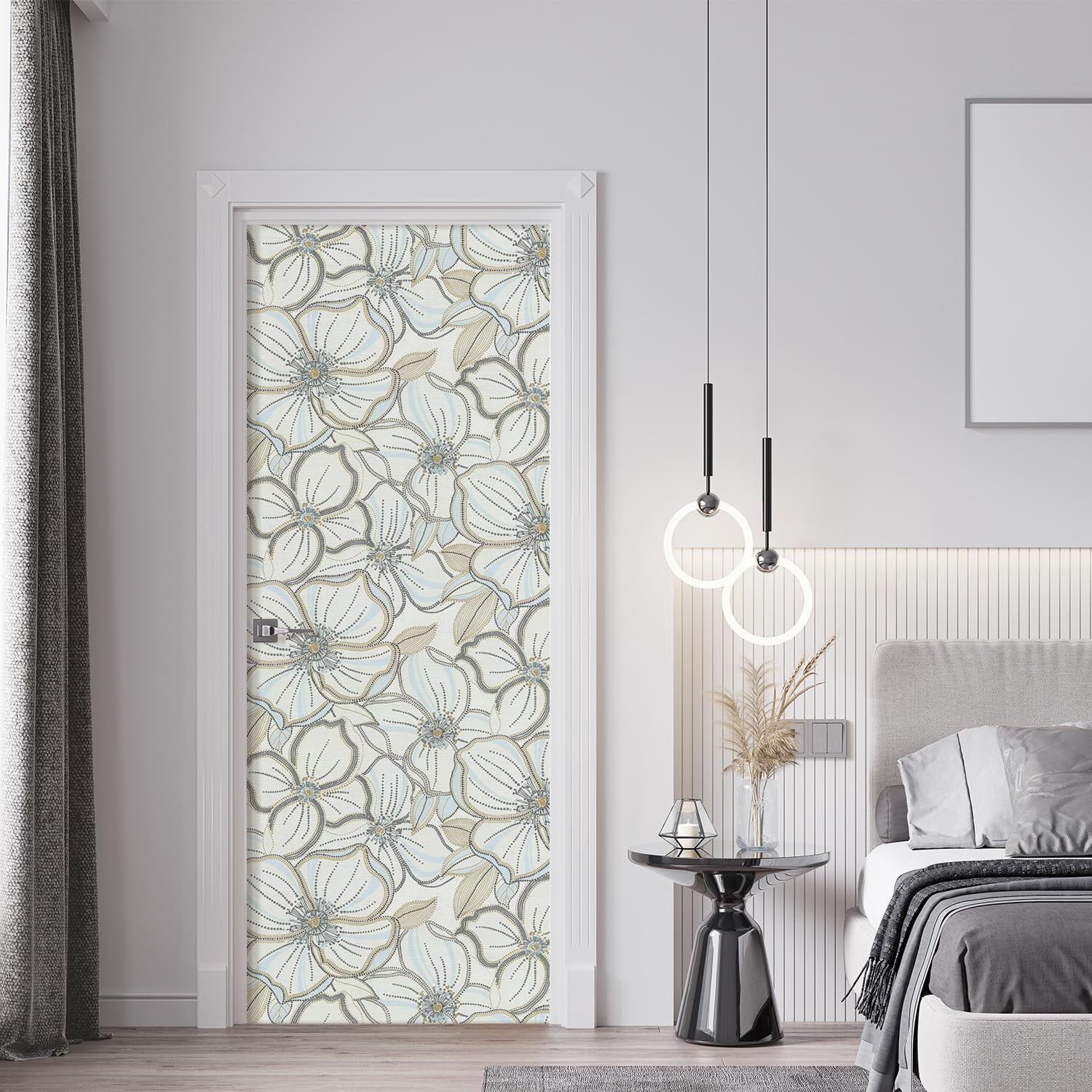 Idea4wall 2pcs Abstract Floral Pattern Artistic Elegant White Flower ...