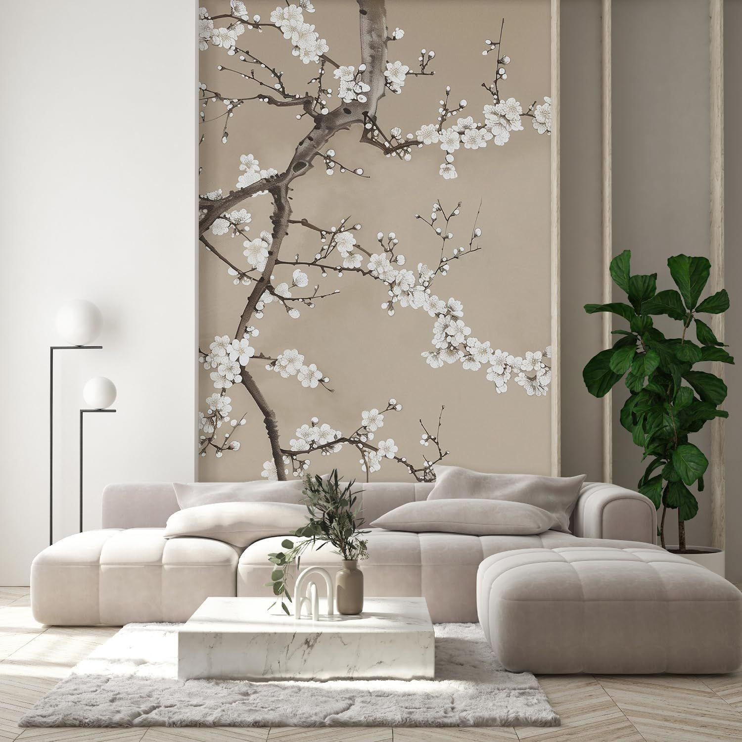 Idea4wall 2pcs Cherry Blossom Branch Elegant Floral Botanical Wall ...