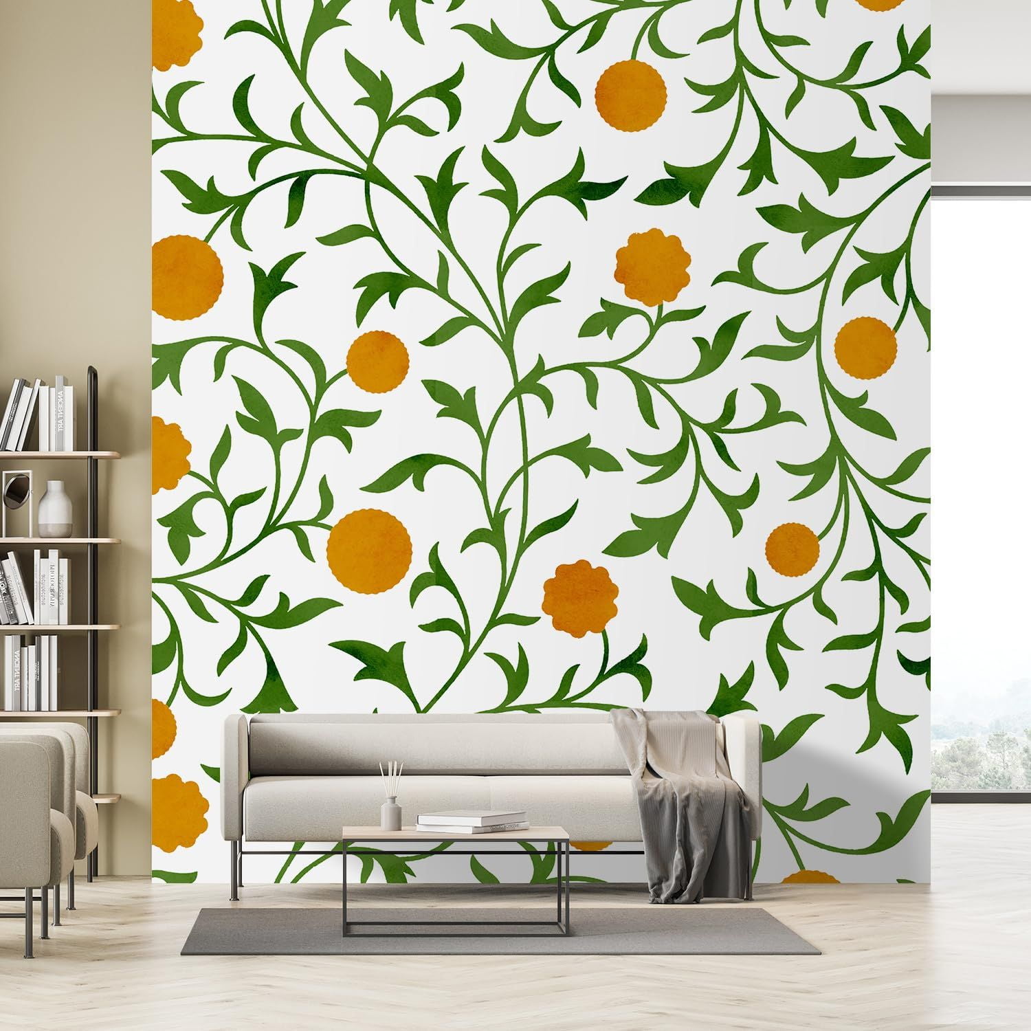 Idea4wall 2pcs Floral Bloom and Citrus Vibrant Design Wall Murals ...