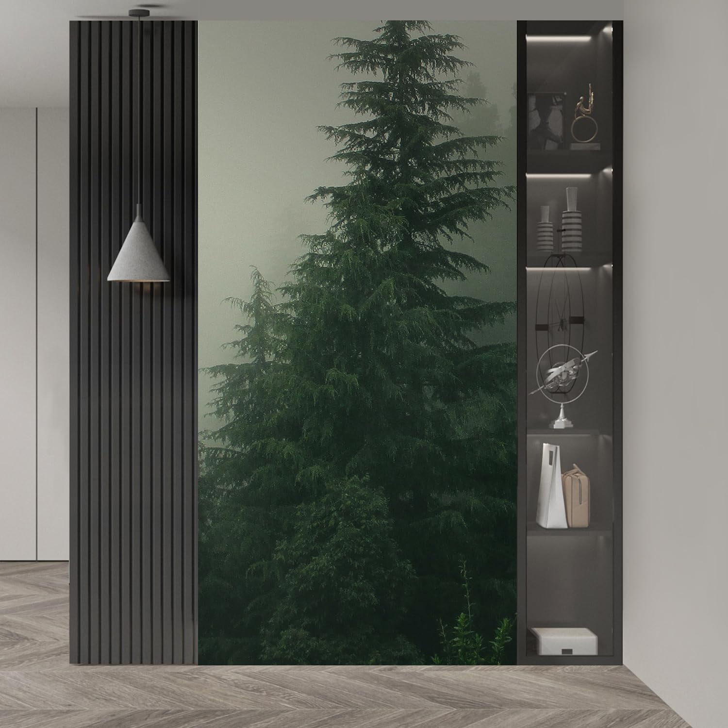 Idea4wall 2pcs Green Pine Trees Nursery Decor Stick Wallpaper Removable ...