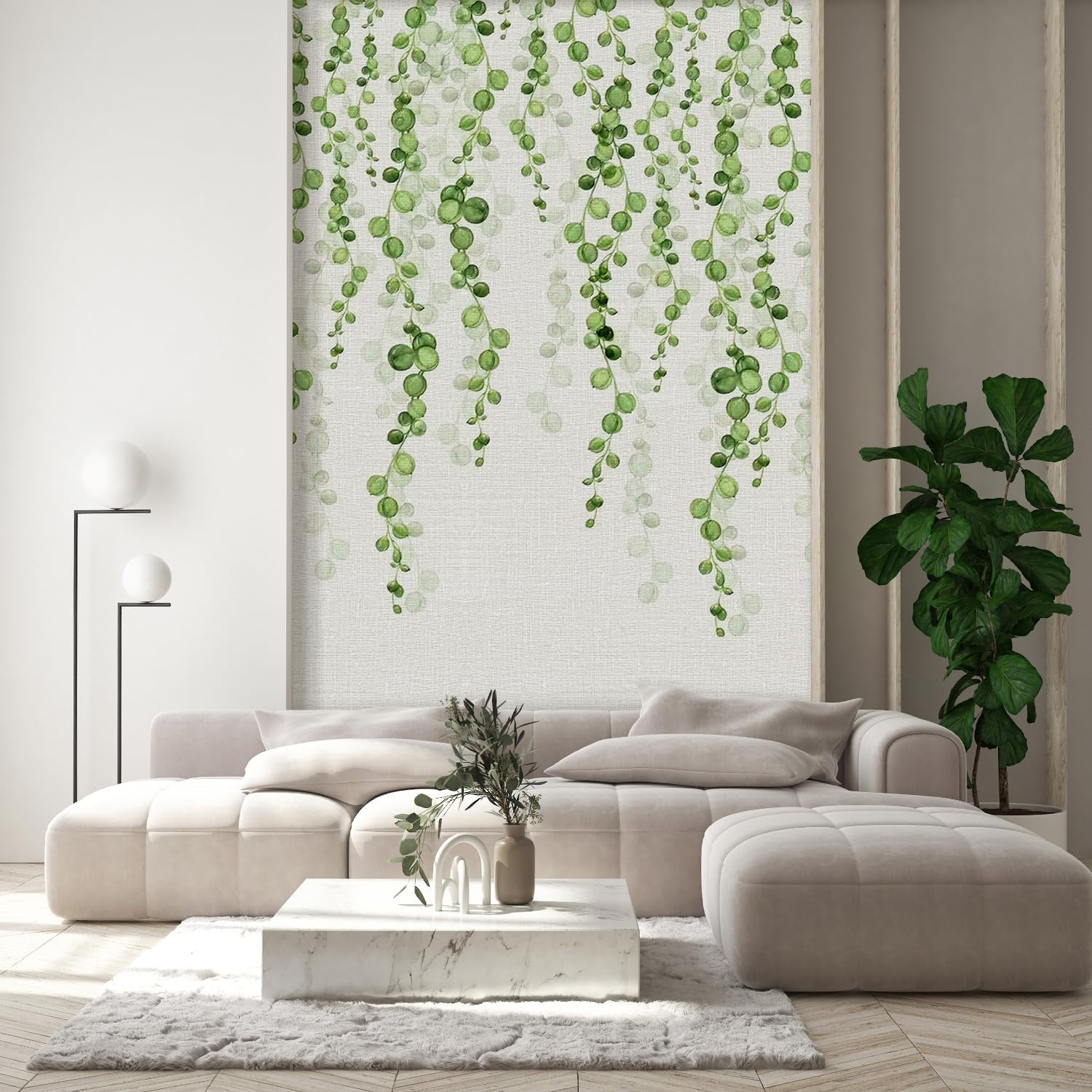 Idea4wall 2pcs Greenery Hanging Vines Elegant Botanical in Soft Green ...