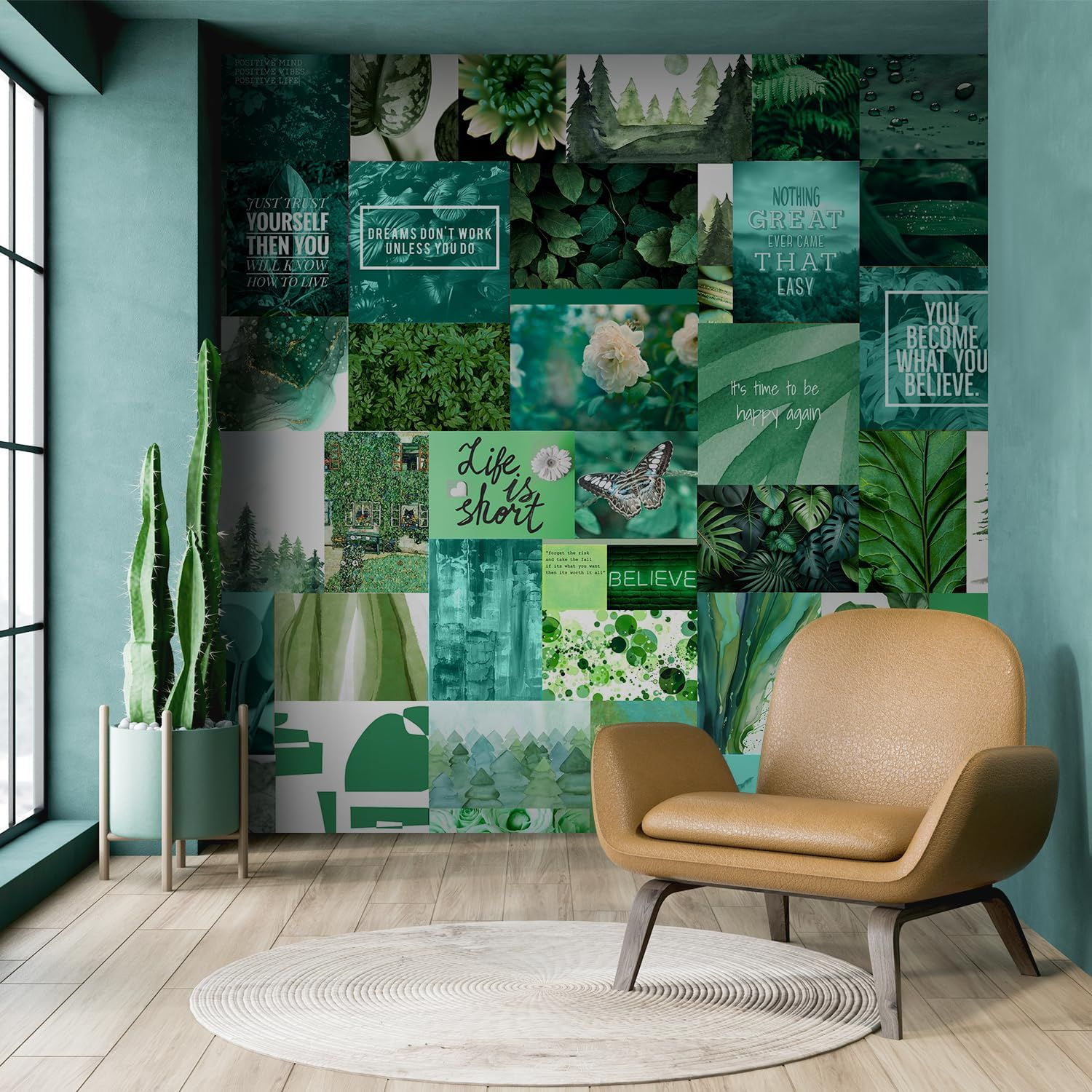 Idea4wall 2pcs Inspirational Green Nature Themed Motivational Phrases ...