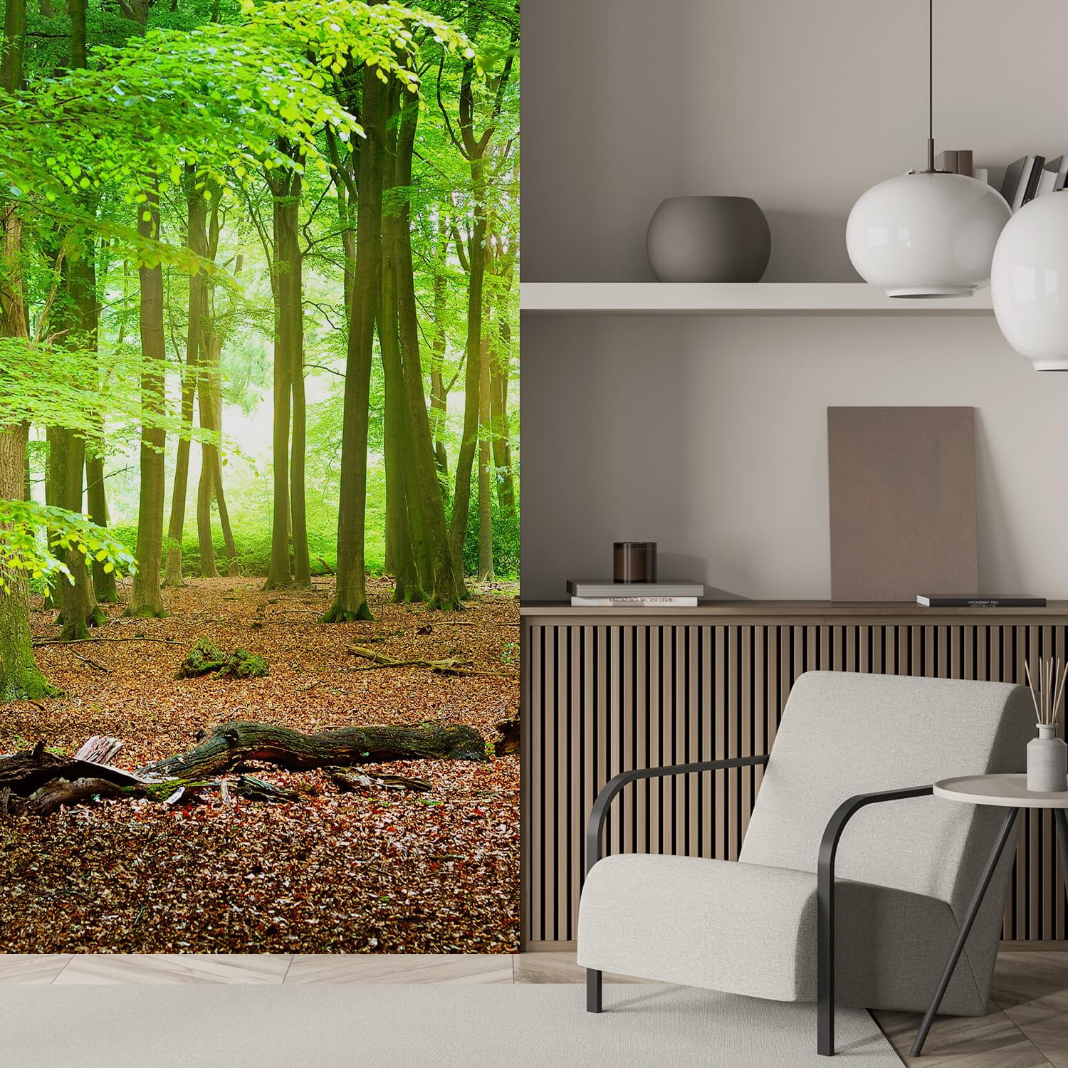 Idea4wall 2pcs Nature Forest Path Stick Wallpaper Removable Wall Murals ...