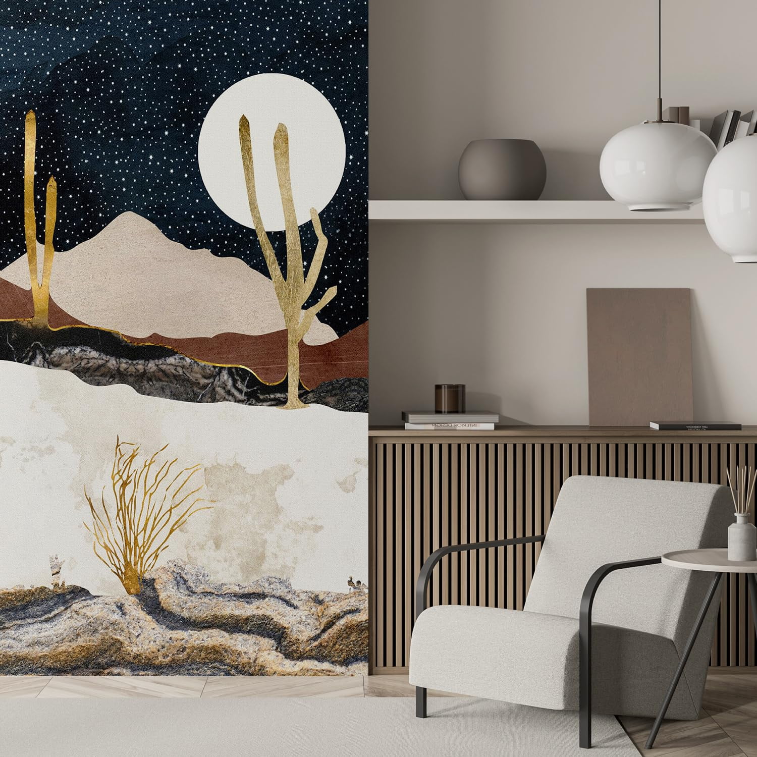 Idea4wall 2pcs Nordic Style Nature Landscape Stick Wallpaper Removable ...
