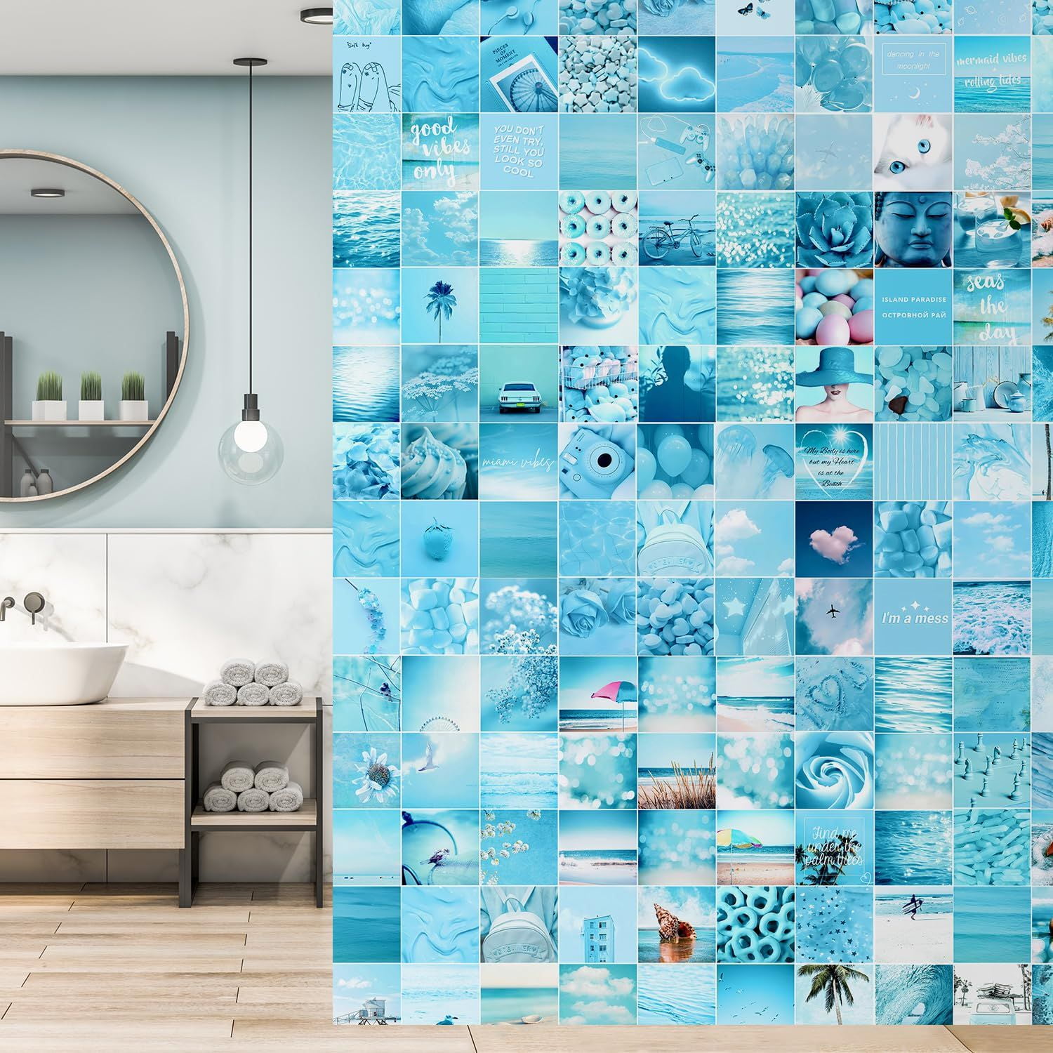 Idea4wall 2pcs Soothing Blue Calm Tones Fashion Style Wall Murals ...