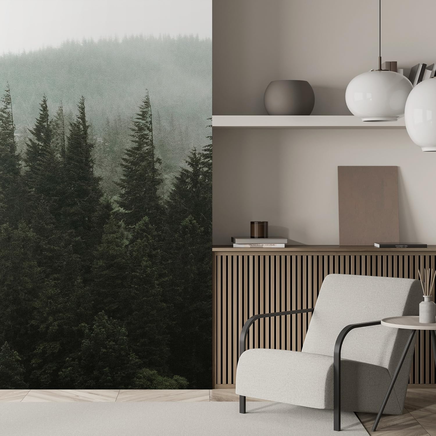 Idea4wall 2pcs Woodland Forest Fir Trees Nursery Decor Stick Wallpaper ...