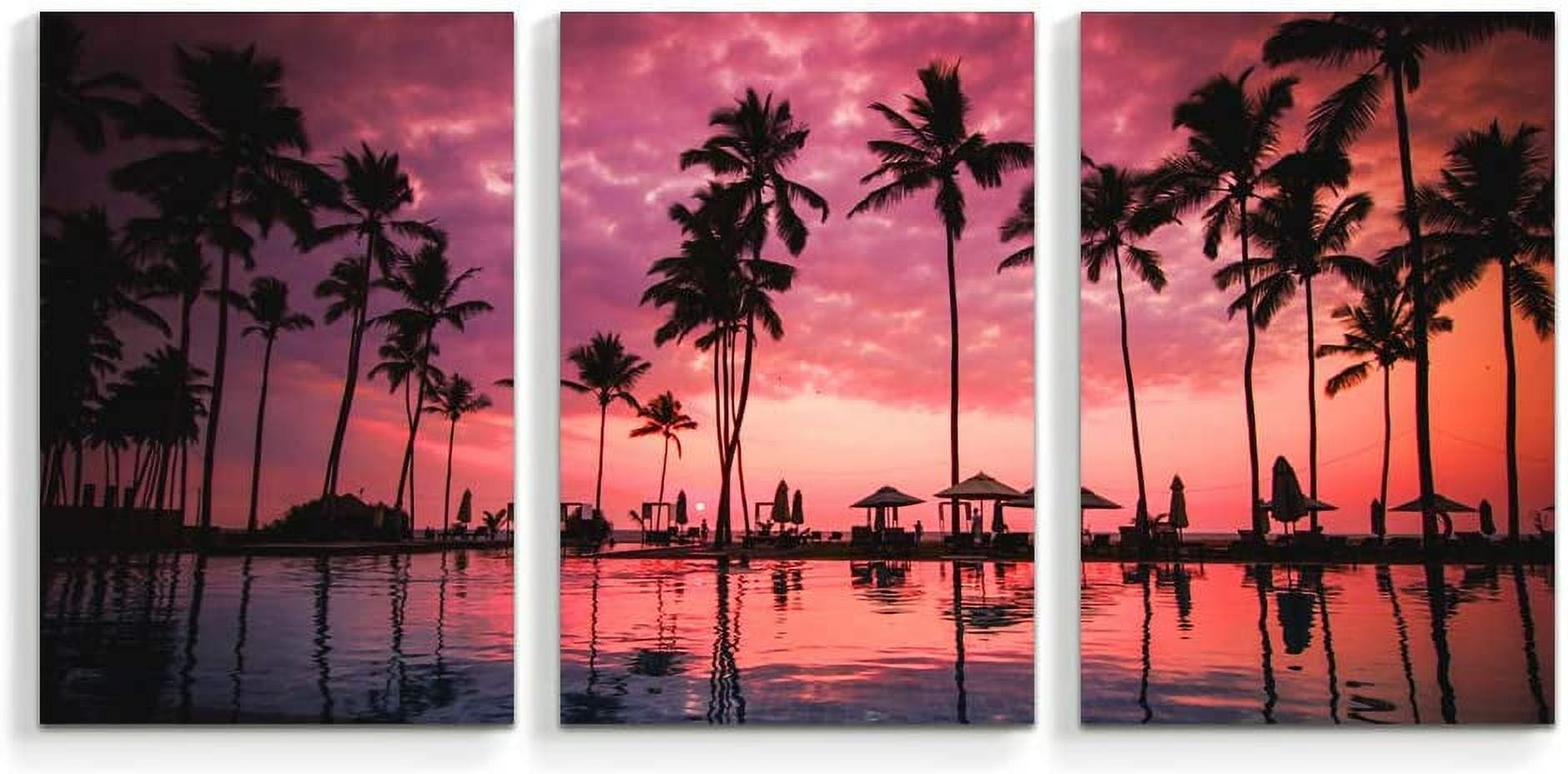 Idea4wall 3 Piece Tropical Canvas Wall Art Palm Tree Canvas Prints ...