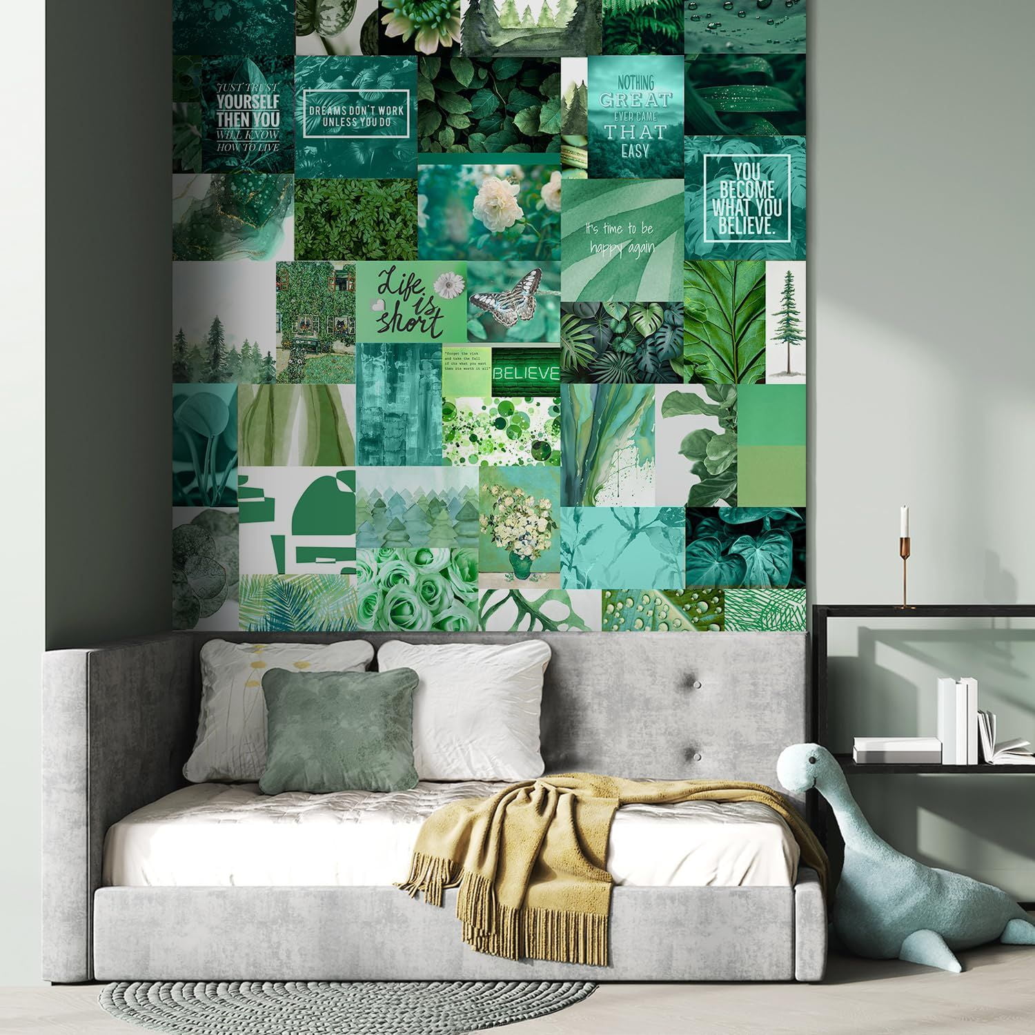Idea4wall 3pcs Inspirational Green Nature Themed Motivational Phrases ...