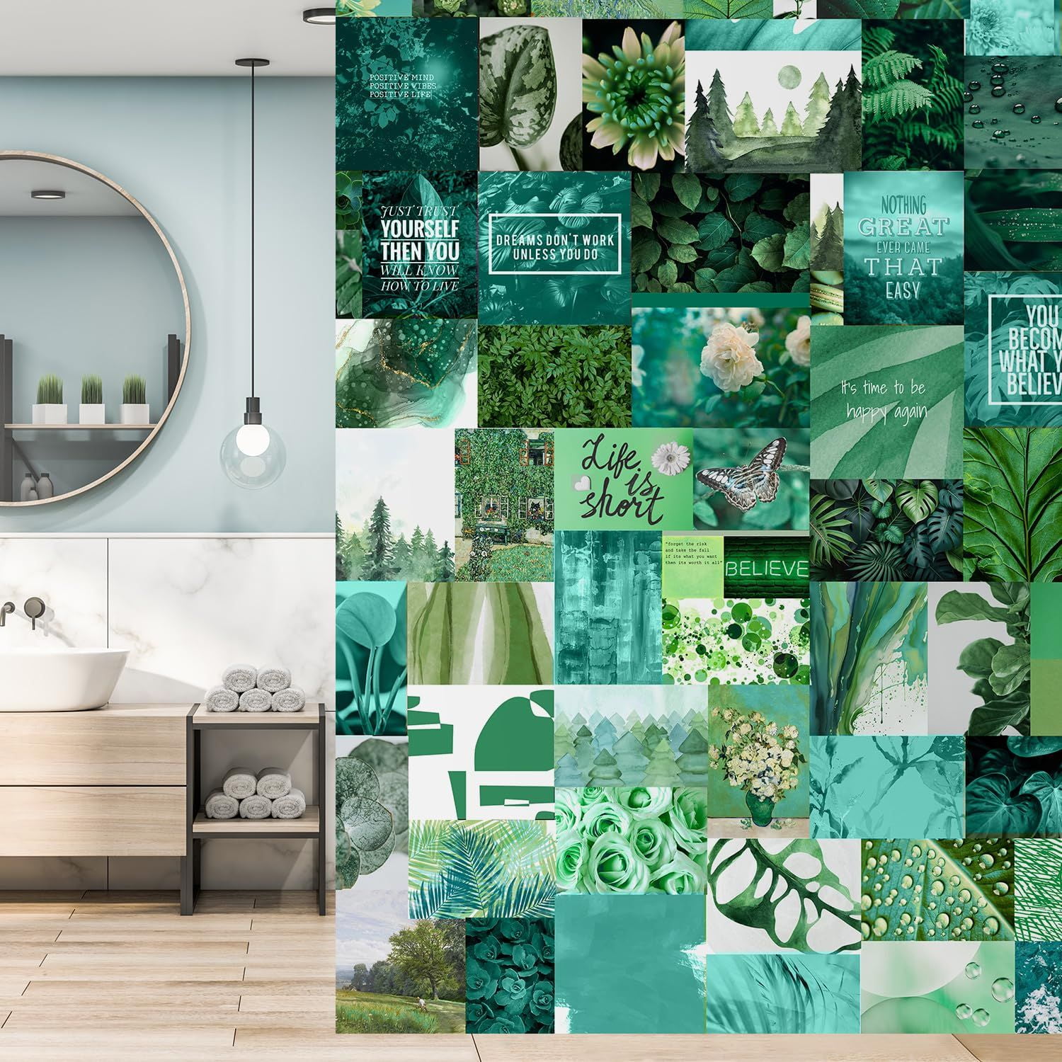 Idea4wall 3pcs Inspirational Green Nature Themed Motivational Phrases ...