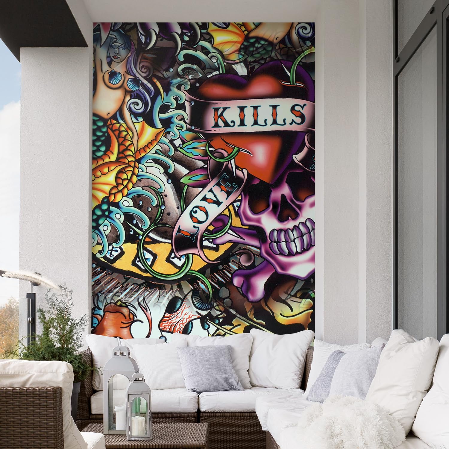 Idea4wall 3pcs Mermaid & Captain Skeleton Colorful Stick Wallpaper ...