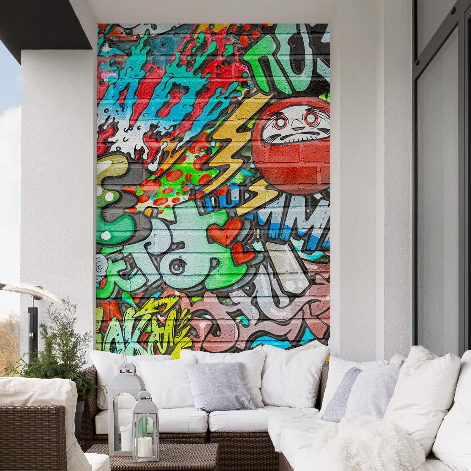 Idea4wall 3pcs Mural Vibrant Neon Spray Paint Typography Graffiti ...