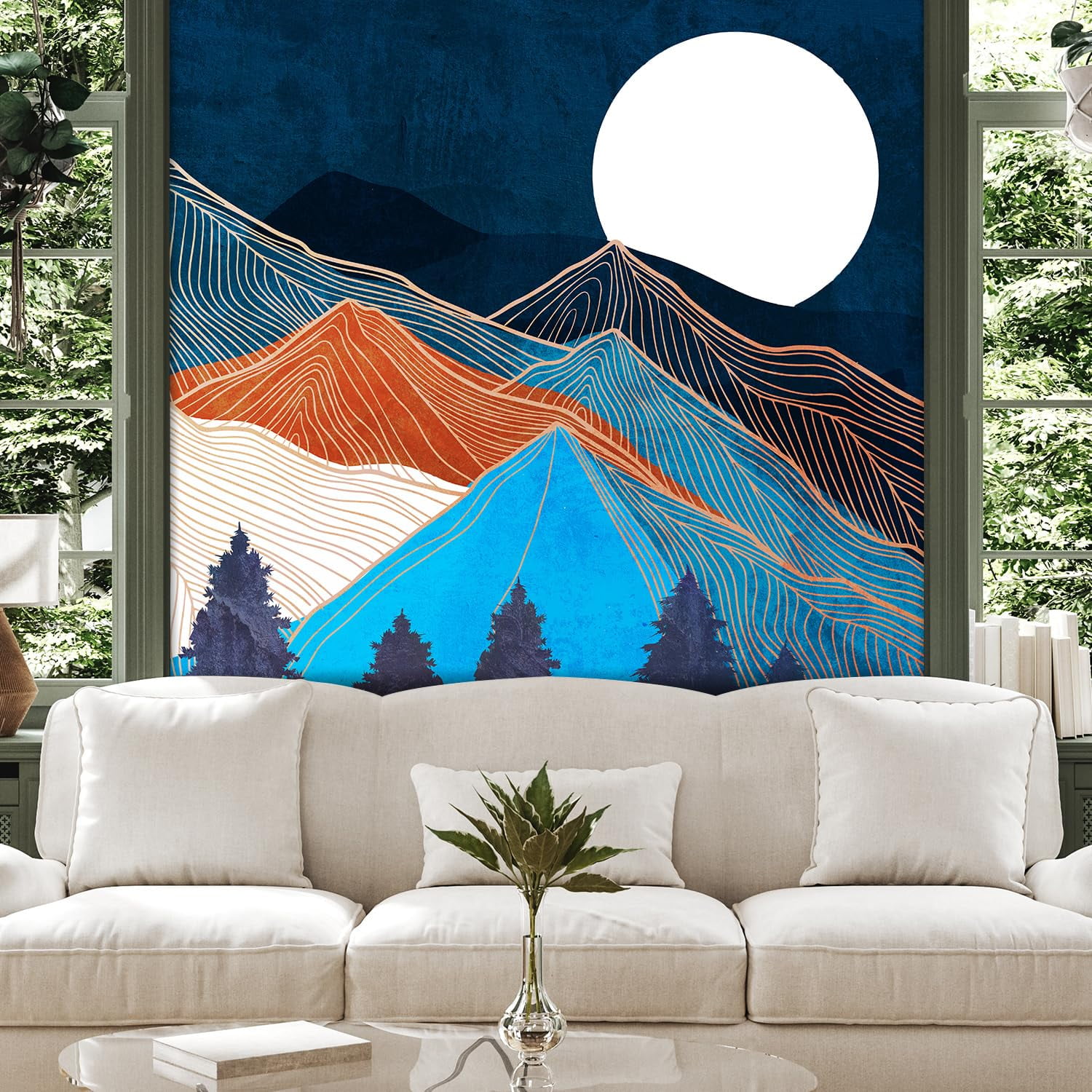 Idea4wall 3pcs Watercolor Granite Marble Mountain Forest Nature ...