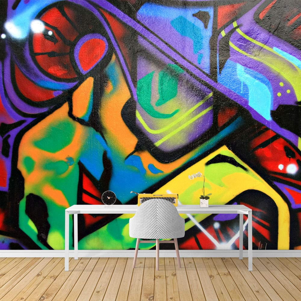Idea4wall 4pcs Hip pop Street Graffiti Cool Printed Stick Wallpaper ...