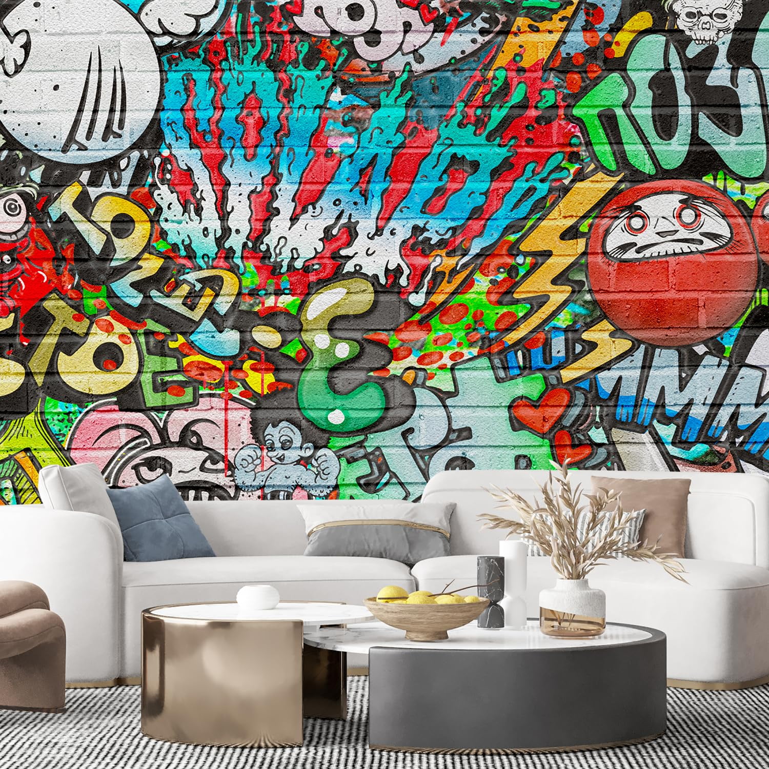 Idea4wall 4pcs Mural Vibrant Neon Spray Paint Typography Graffiti ...