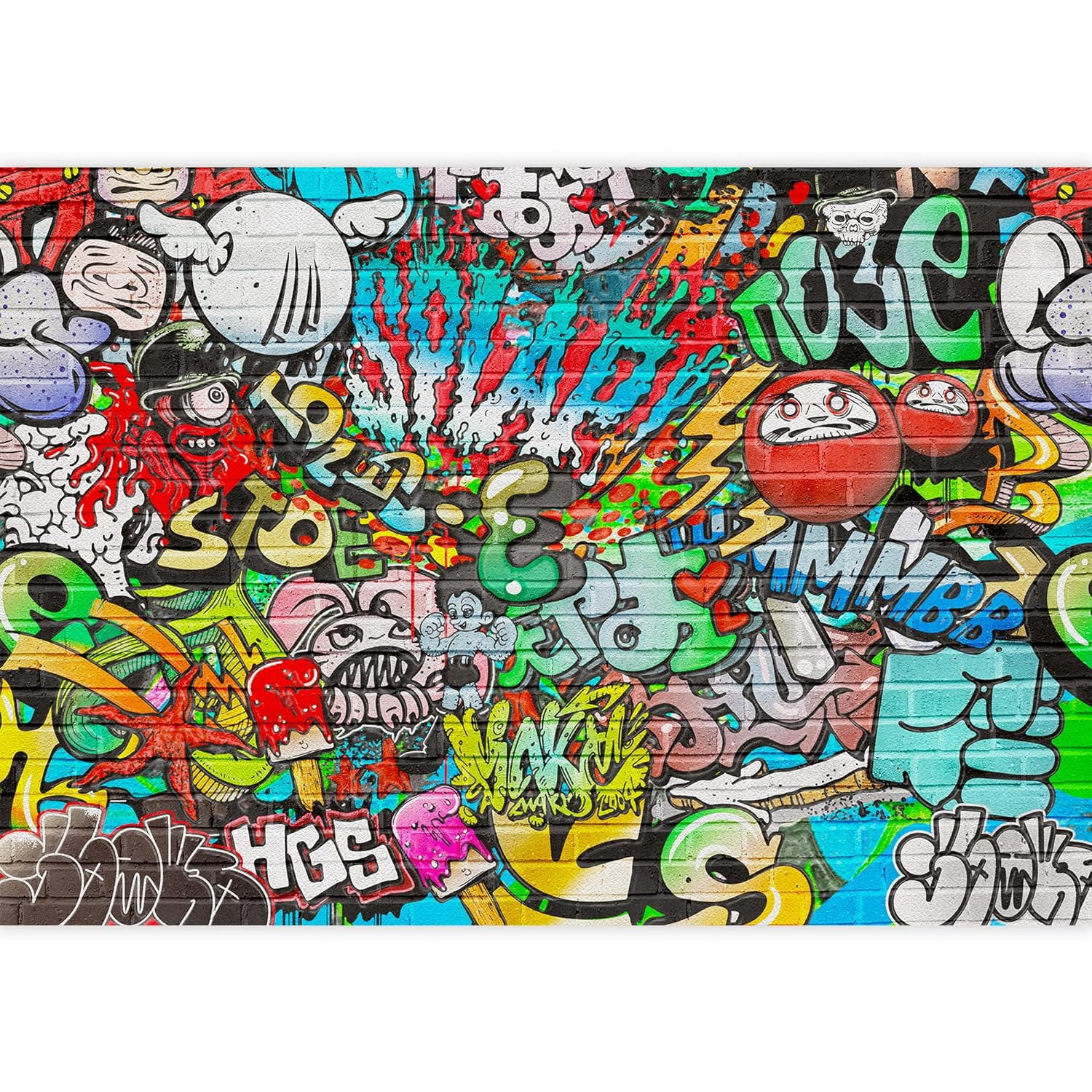 Idea4wall 4pcs Mural Vibrant Neon Spray Paint Typography Graffiti ...