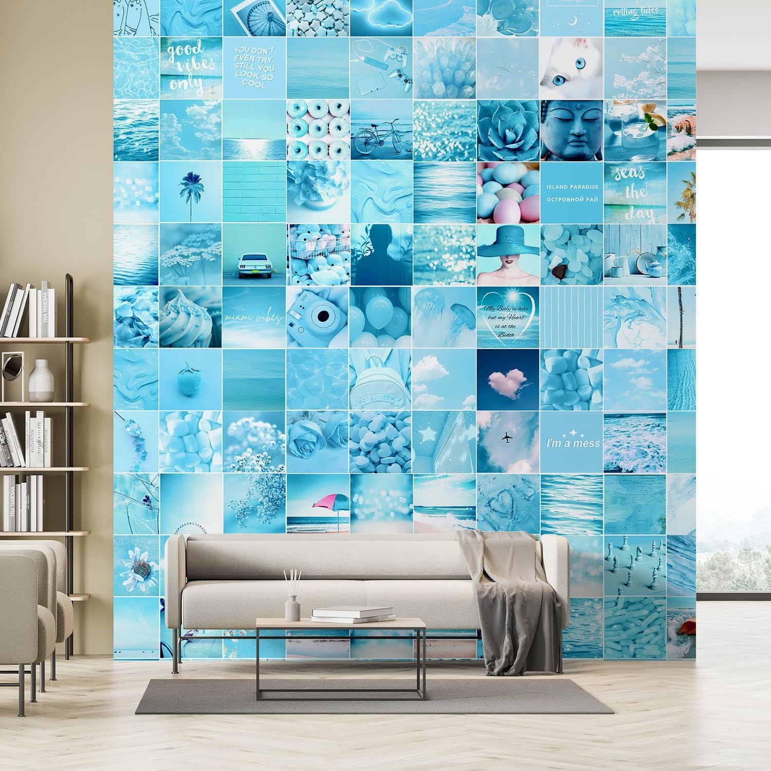 Idea4wall 4pcs Soothing Blue Calm Tones Fashion Style Wall Murals, Not ...