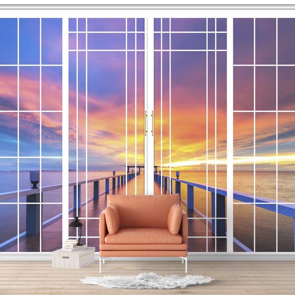 Idea4wall 4pcs Vies from French Window Peel and Stick Wallpaper ...