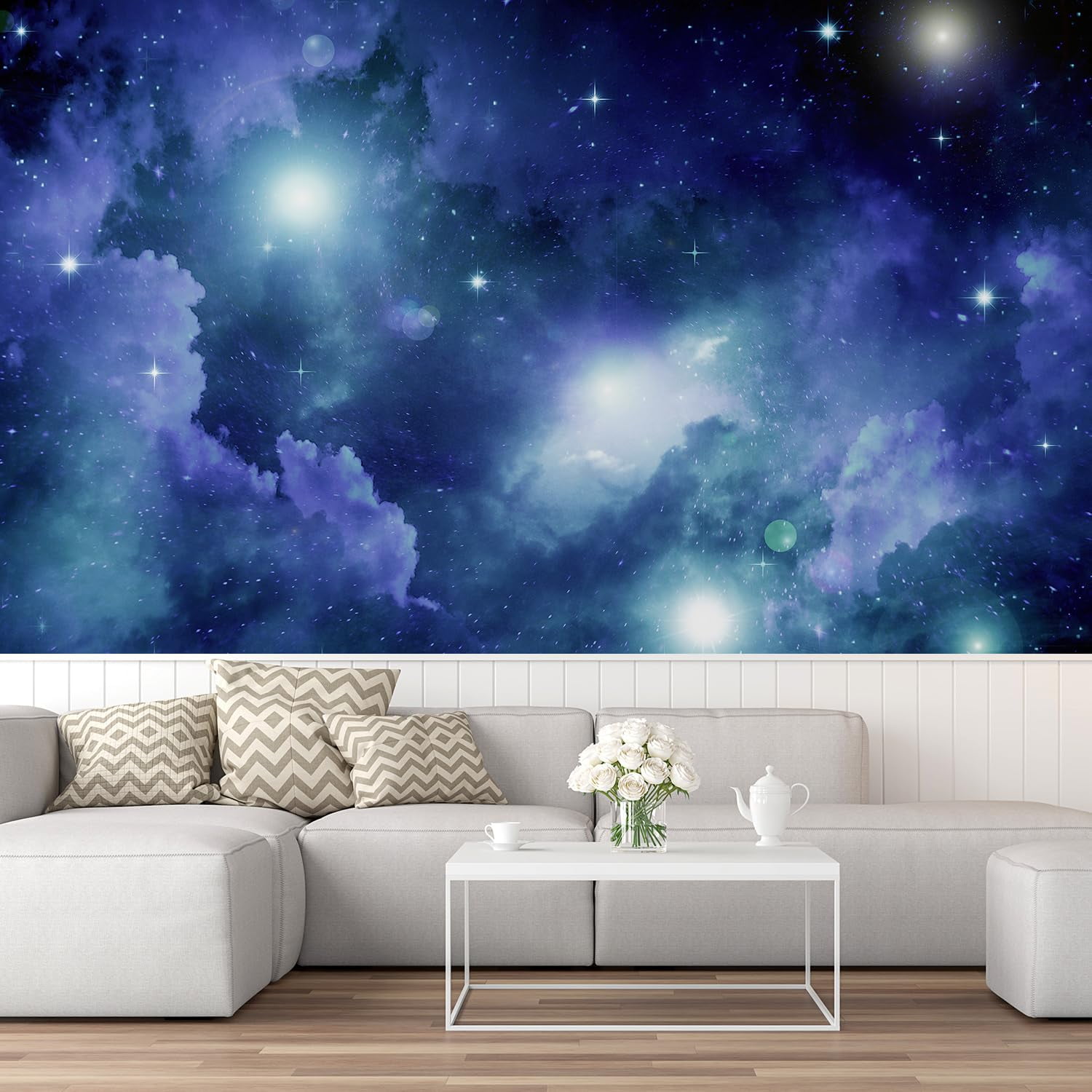 Idea4wall 6pcs Azure Nebula Galaxy Stick Wallpaper Removable Wall ...