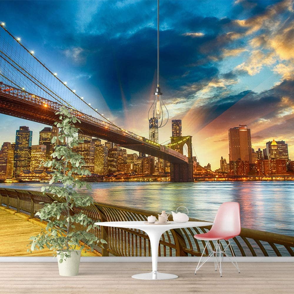 Idea4wall 6pcs Brooklyn Bridge Peel and Stick Wallpaper Removable Wall ...