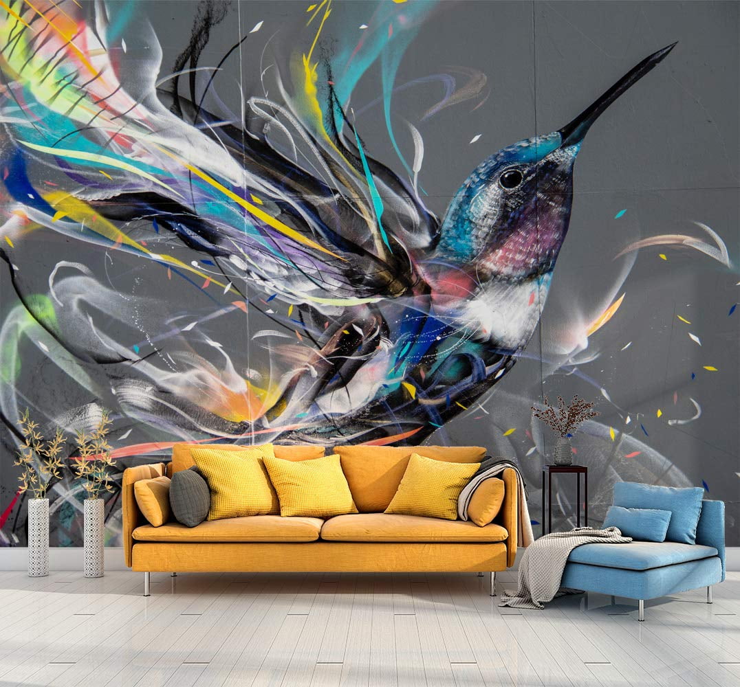 Idea4wall 6pcs Colorful Painted hummingbird Stick Wallpaper Removable ...
