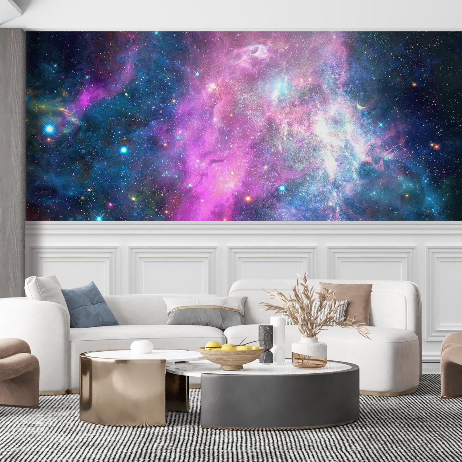 Idea4wall 7pcs Vibrant Pink Andromeda Galaxy Stick Wallpaper Removable ...
