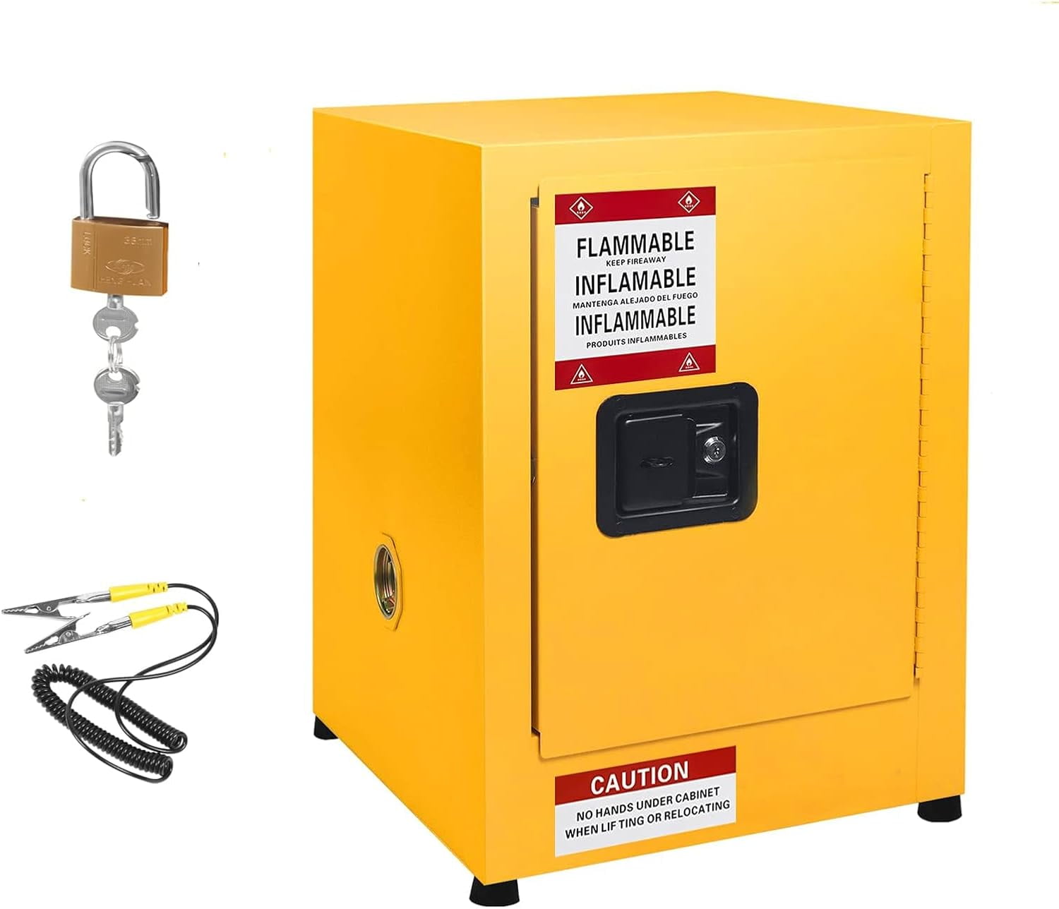 IdeaHouse 18"H Flammable Safety Cabinet, Compact Galvanized Steel ...