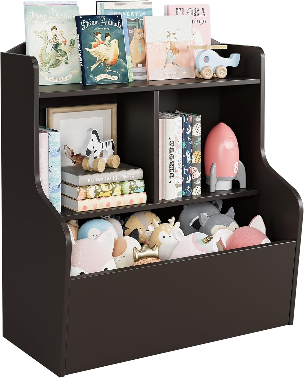 IdeaHouse 3-Tier Toy Storage Cabinet & Bookcase, Kids Multi-Shelf Cubby ...