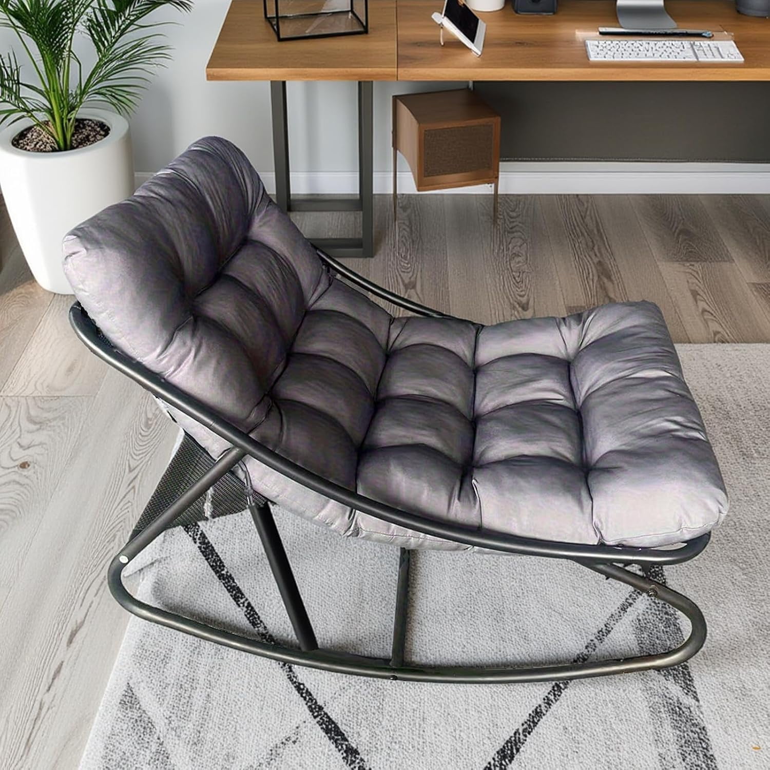 IdeaHouse Outdoor Metal Rocking Chair, Heavy-Duty 350 lbs Capacity ...