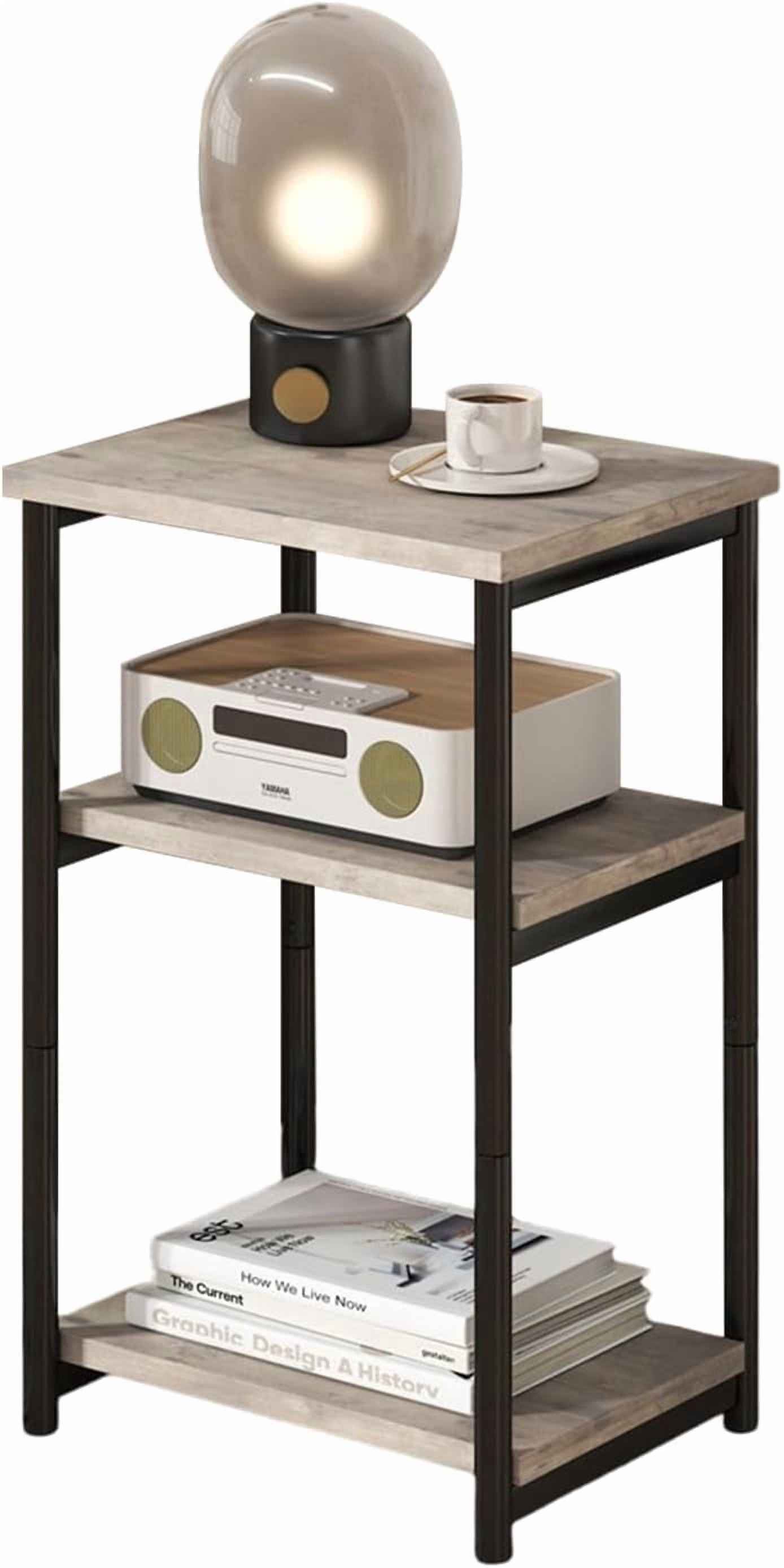 IdeaHouse Slim 3-Tier End Table with Storage Shelves, Narrow Mobile ...