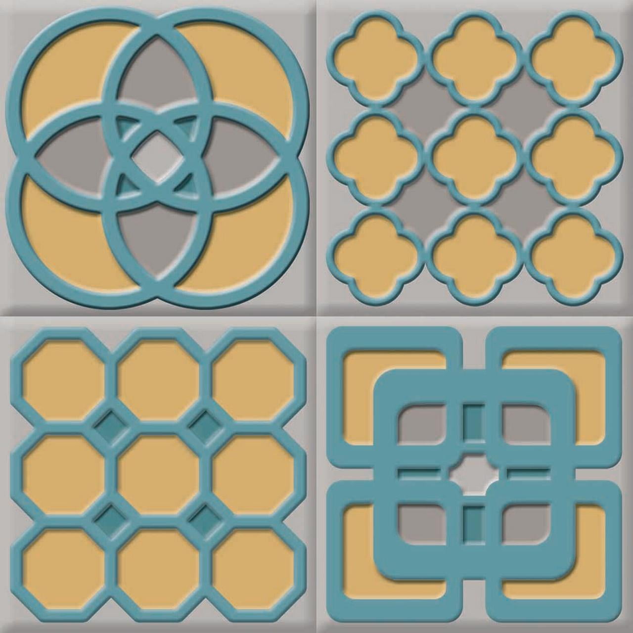 IdeaStix Geometric TileStix - Original Premium 4-Pc Peel & Stick Square ...