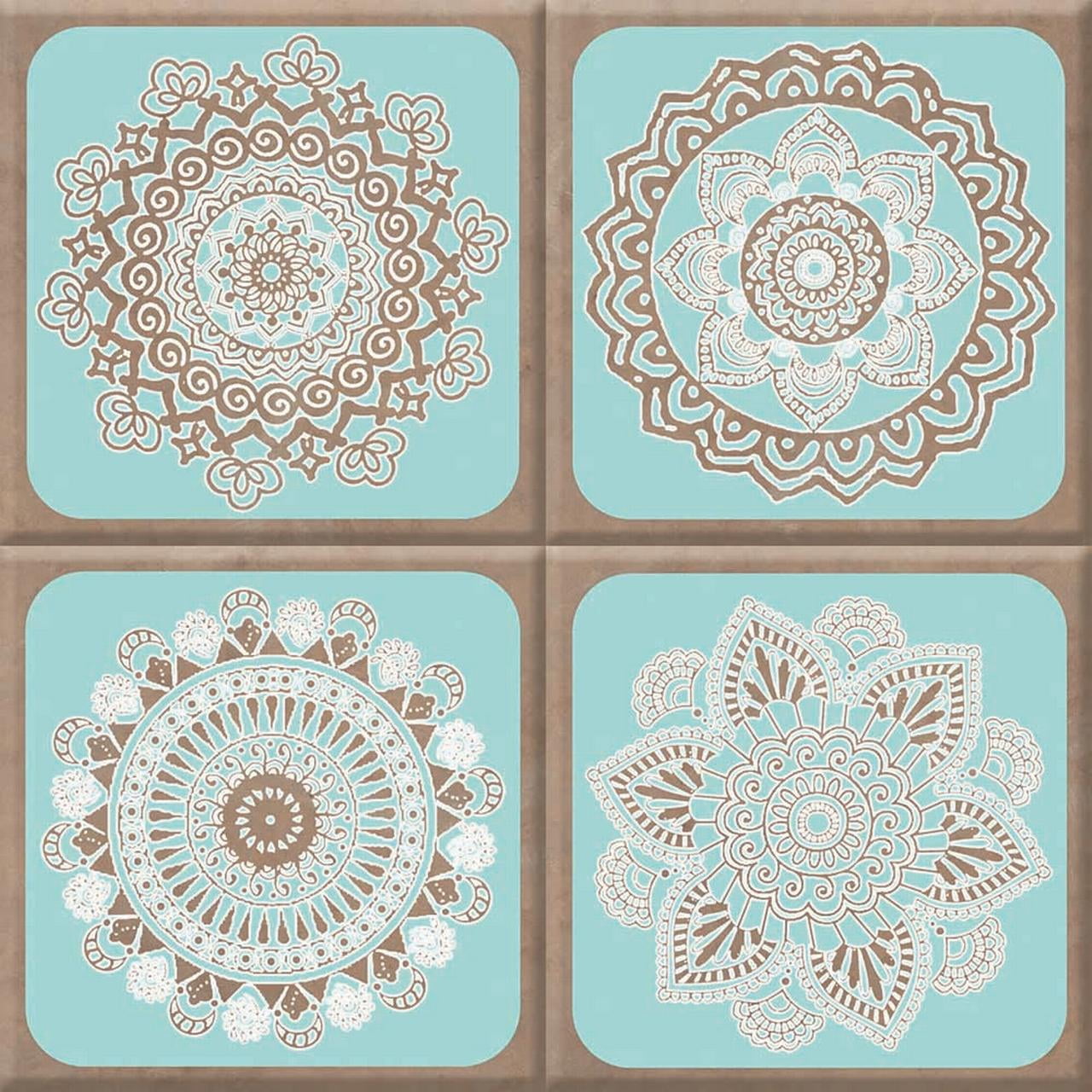 IdeaStix Henna Aqua TileStix - Original Premium 4-Pc Peel & Stick ...