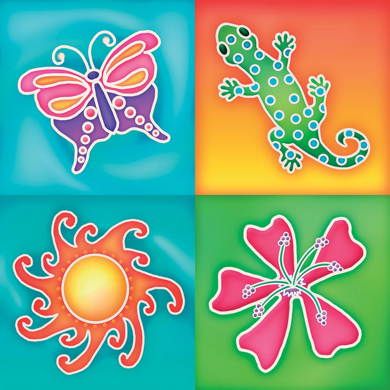 IdeaStix Suns Out TileStix - Original Premium 4-Pc Peel & Stick Square ...