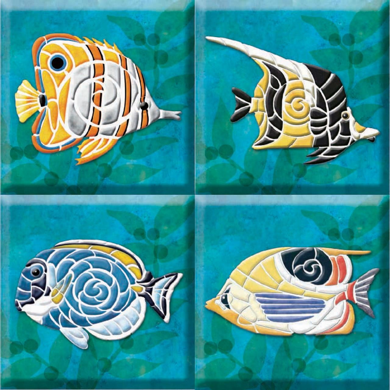 IdeaStix Tropical Reef TileStix - Original Premium 4-Piece Peel and ...